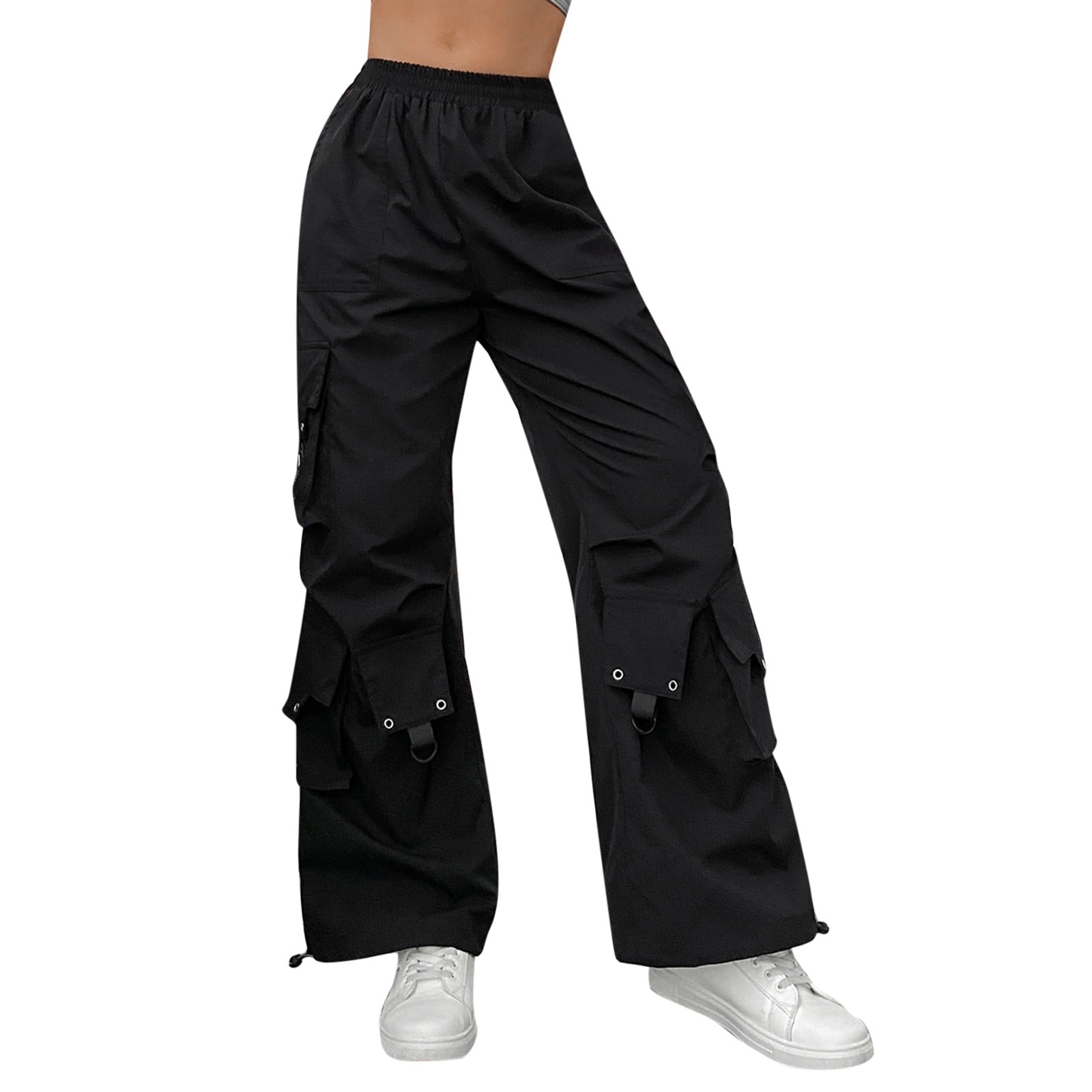 Loasebue Cargo Pants Woman Relaxed Fit Baggy Clothes Black Pants High