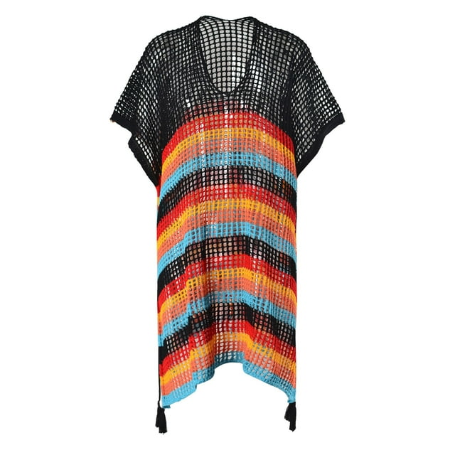 Loasebue Hollowed Out Beach Sunscreen Smock With Suspenders V Neck ...