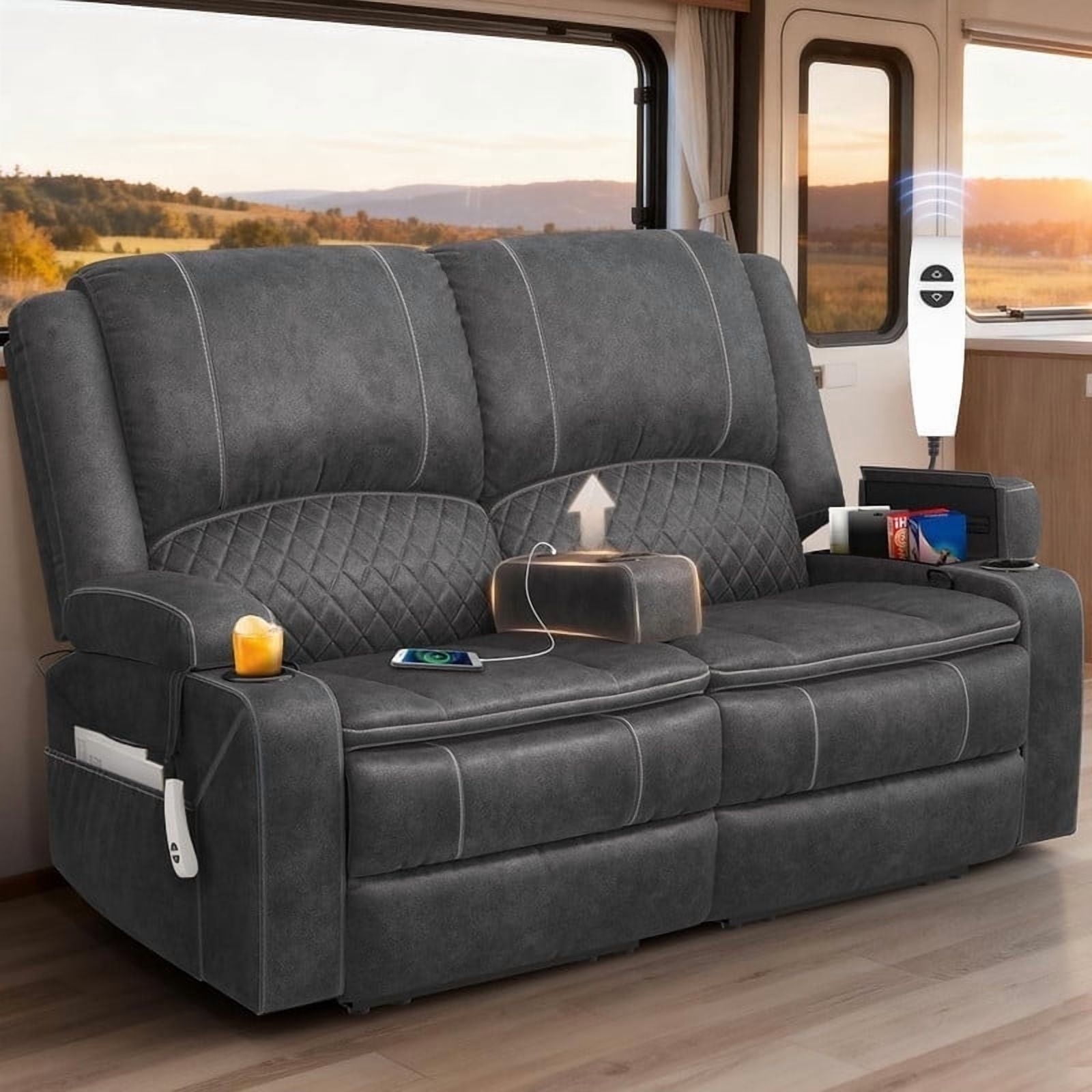 Loberfve Power Reclining Loveseat with Storage USB Ports Wall Hugger ...