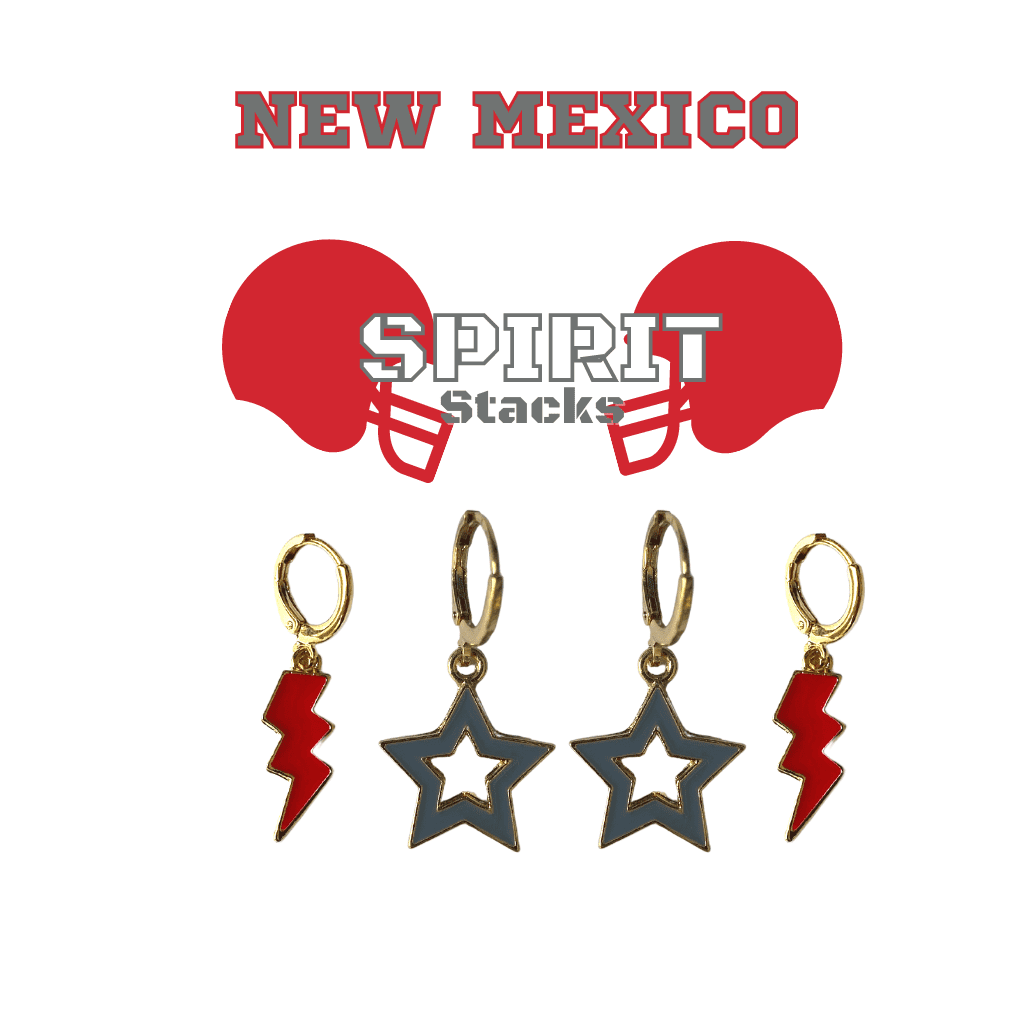 Lobos Spirit Stack red mini enamel bolts and grey statement open ...