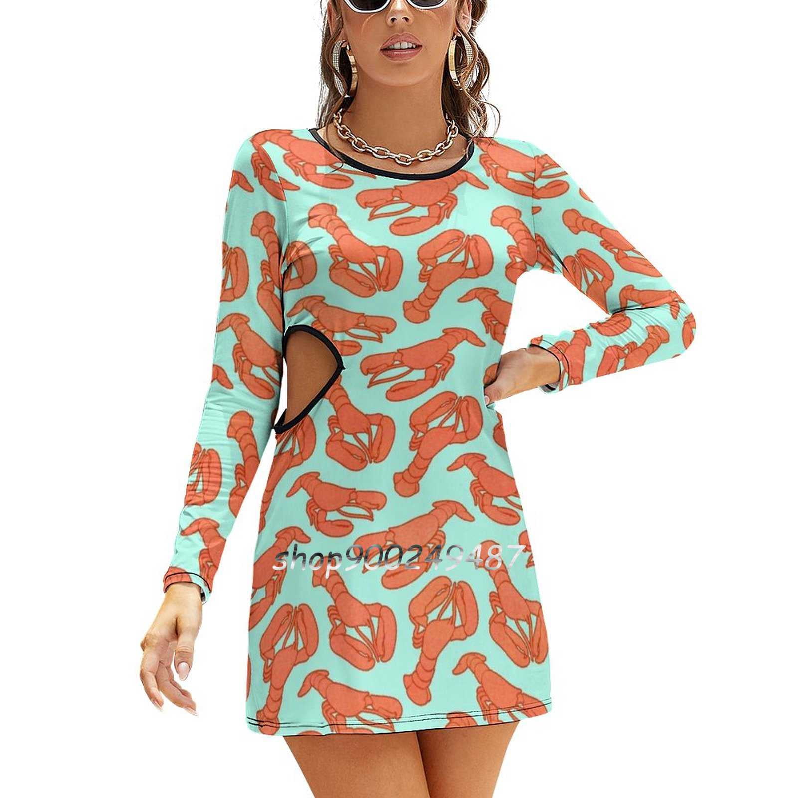 Lobster Addiction Square Neck Dress Sweet Summer Dress Women Elegant ...