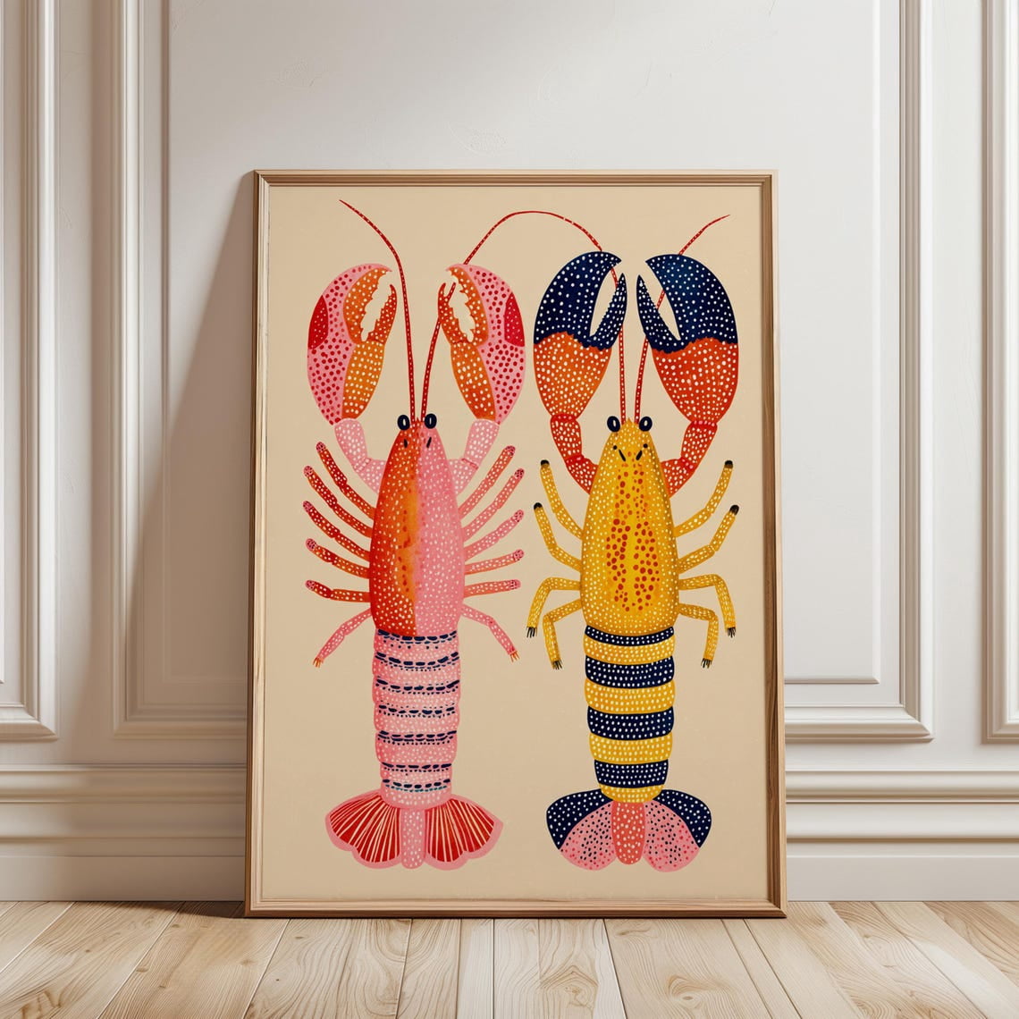 Lobster Art Colourful Nautical Illustration Modern Coastal Wall Art ...