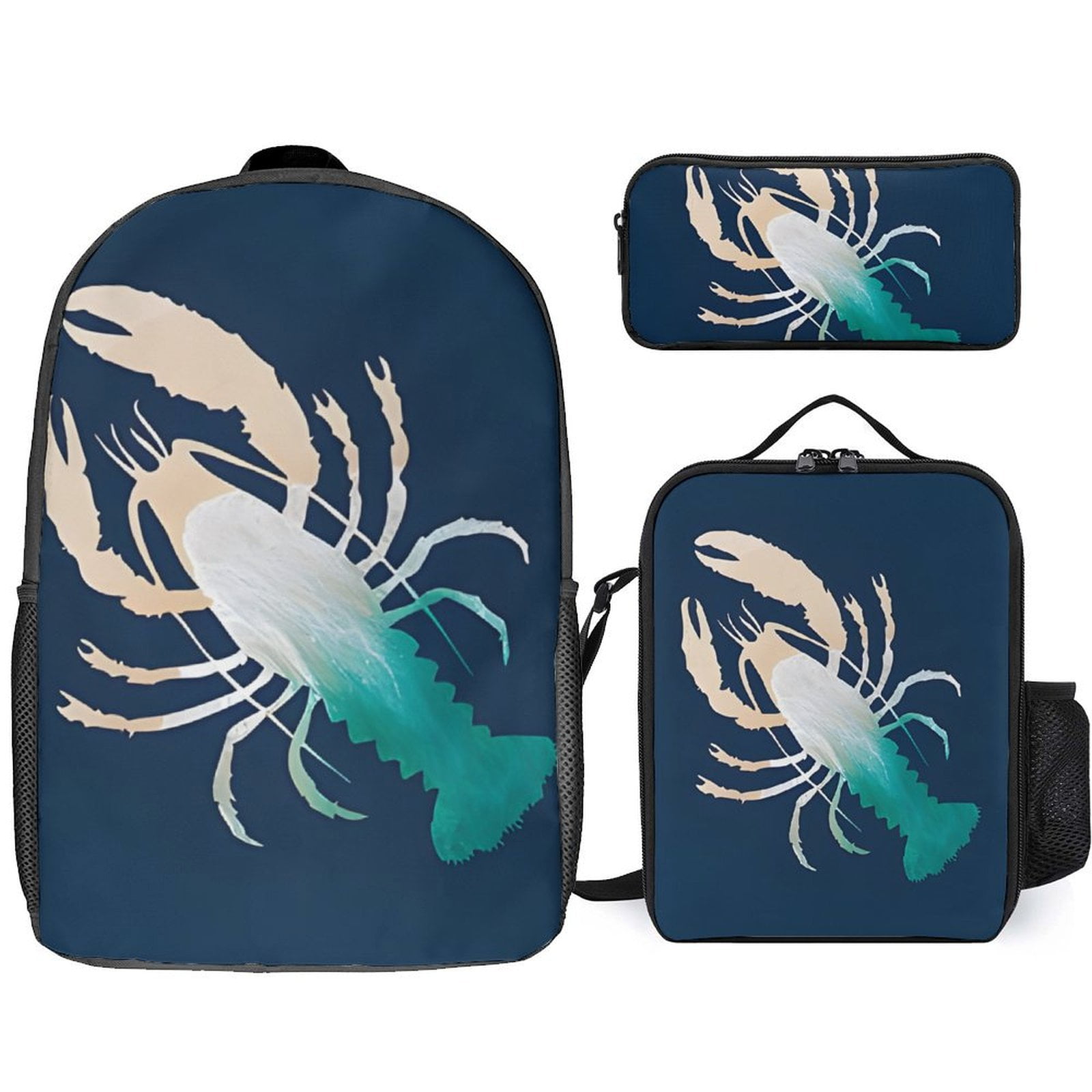 Lobster Art Print 3D Printed 3pcs/Set Bags Laptop Daypack Backpack ...