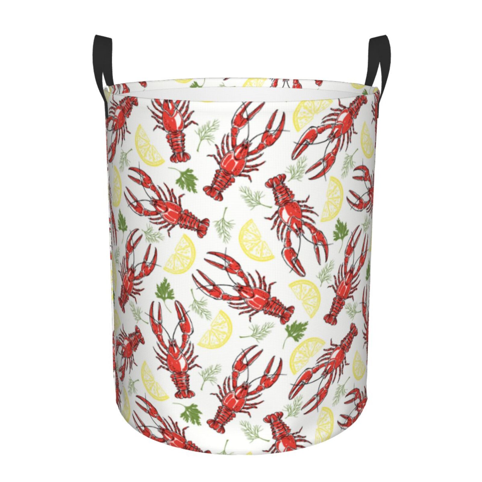 Lobster Cilantro Lemon Laundry Basket with Handles - Freestanding ...