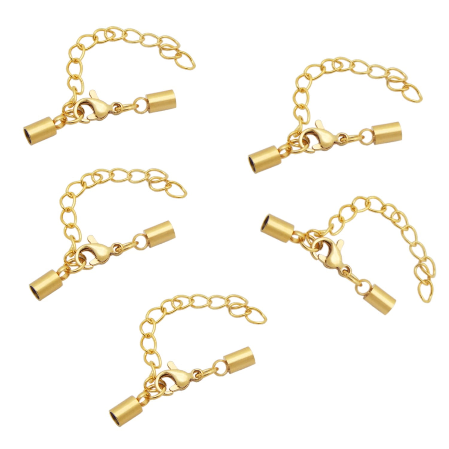 Lobster Clasp Set with 2 mm Hole Cord End Caps and Extension Chain for ...