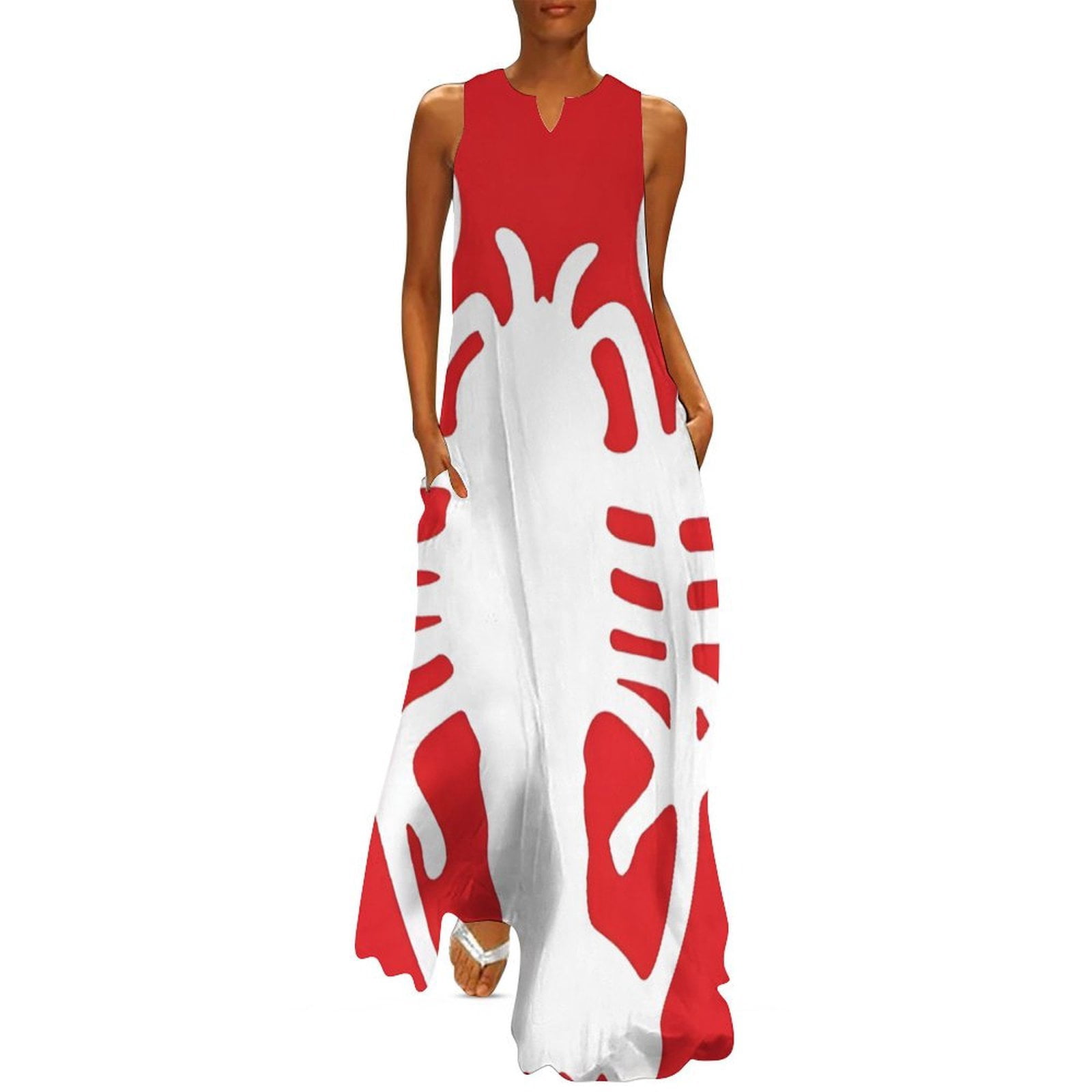 Lobster Claw Print Red Long Dress Women's summer dress women's evening ...