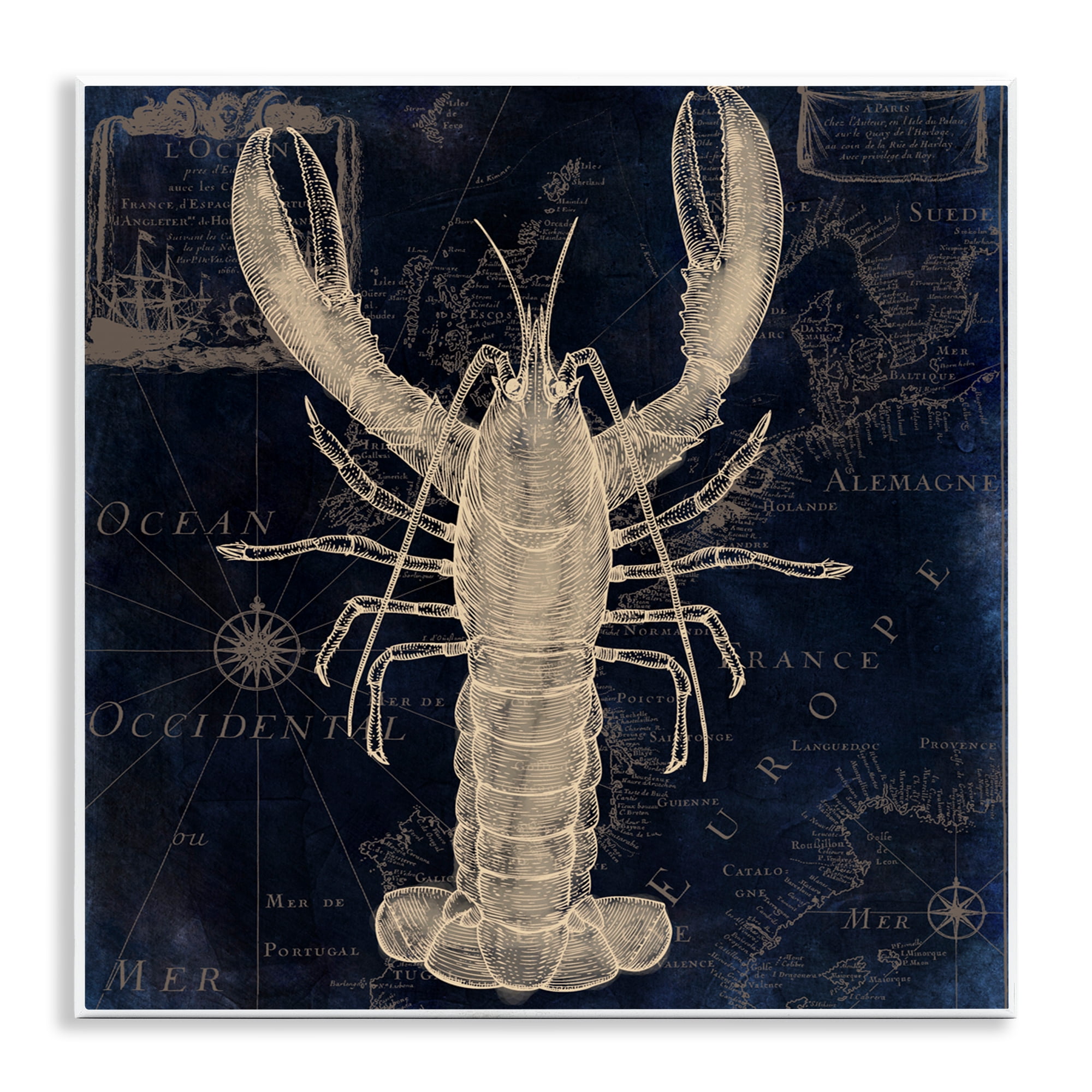 Lobster Contour over Map Wall Plaque Art, design by Sasha - Walmart.com