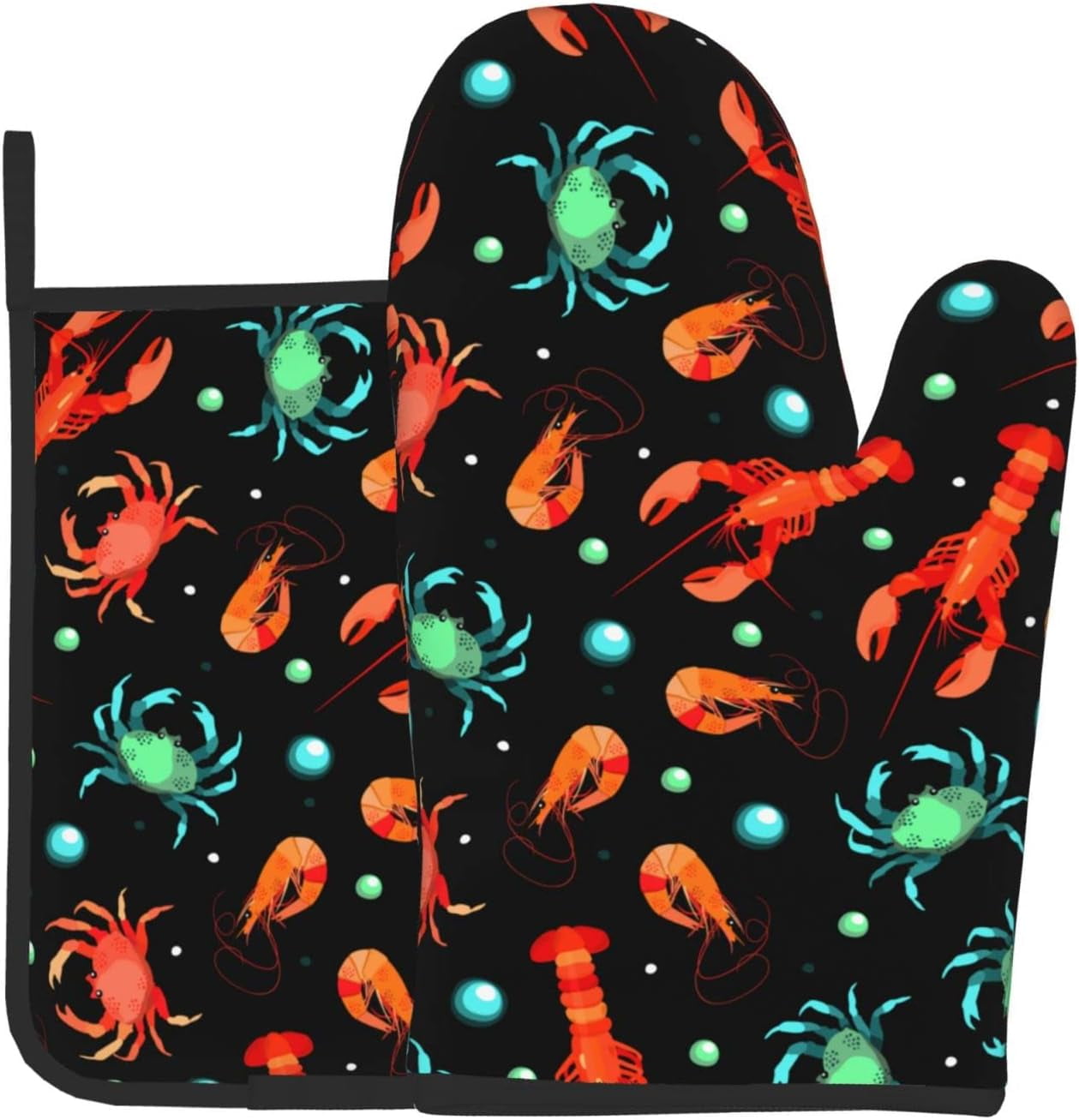 Lobster Crab Shrimp and Bubbles Oven Mitts and Pot Holders Marine ...