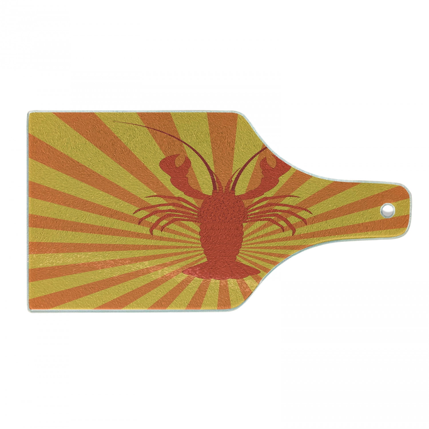 Lobster Cutting Board, Aquatic Animal Lobster on Starburst Pattern ...