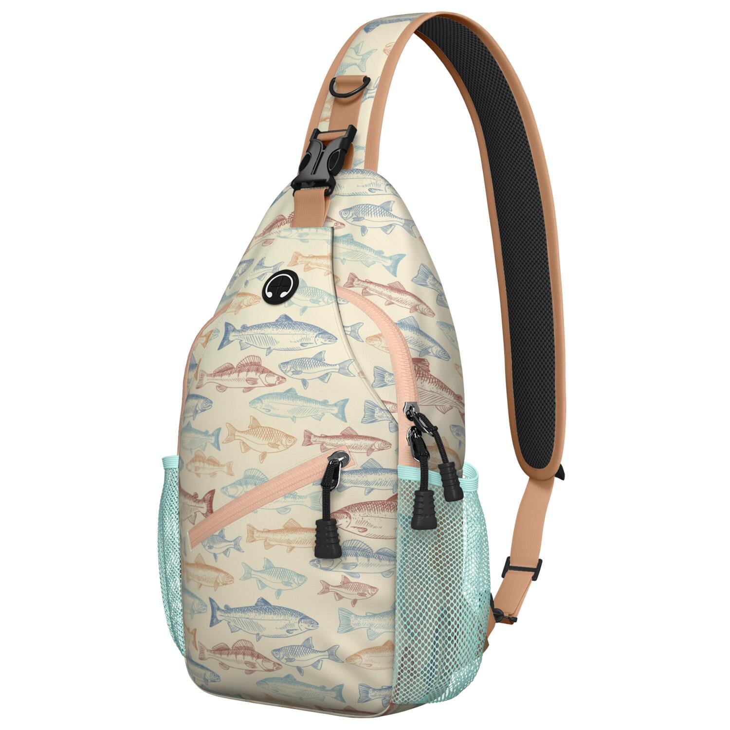 Lobster Pattern Sling Backpack - Marine Life Theme Crossbody Bag with 5 ...