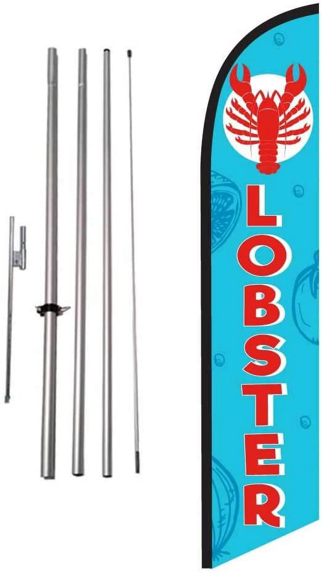 Lobster Seafood Feather Flag Kit with Ground Stake - 15ft Outdoor ...