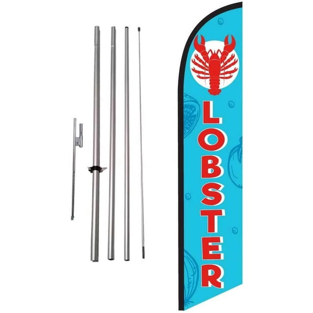 Lobster Seafood Feather Flag Kit with Ground Stake - 15ft Outdoor ...