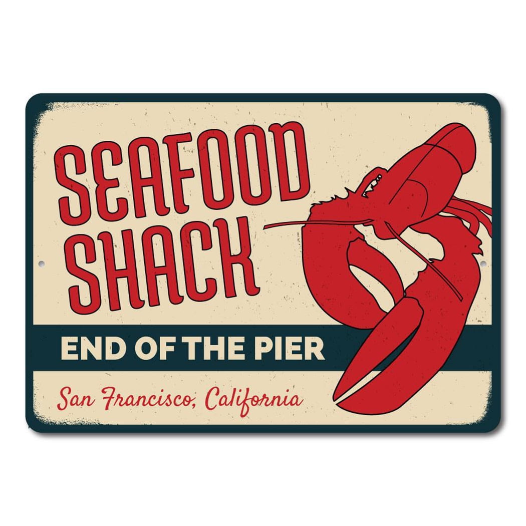 Lobster Seafood Shack Sign, End of Pier Bach Location Name Decor ...