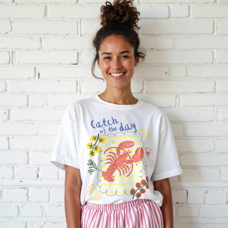 Lobster Shirt, Catch of the Day Seafood Tee, Fisherman Core Top ...