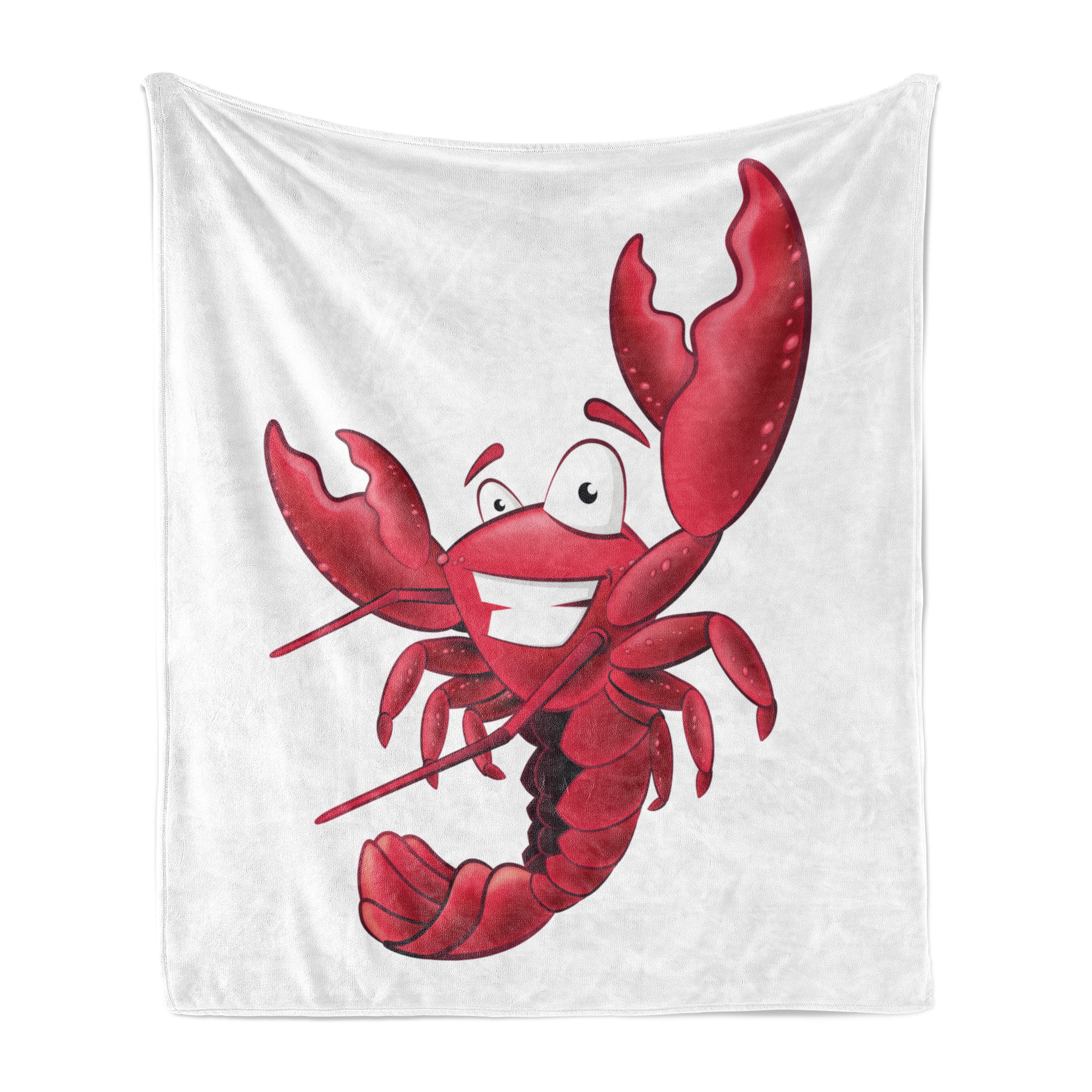 Lobster Soft Flannel Fleece Blanket, Illustration of a Happy Smiling ...