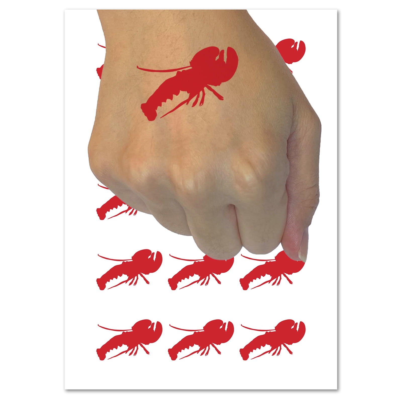 Lobster Solid Water Resistant Temporary Tattoo Set Fake Body Art ...