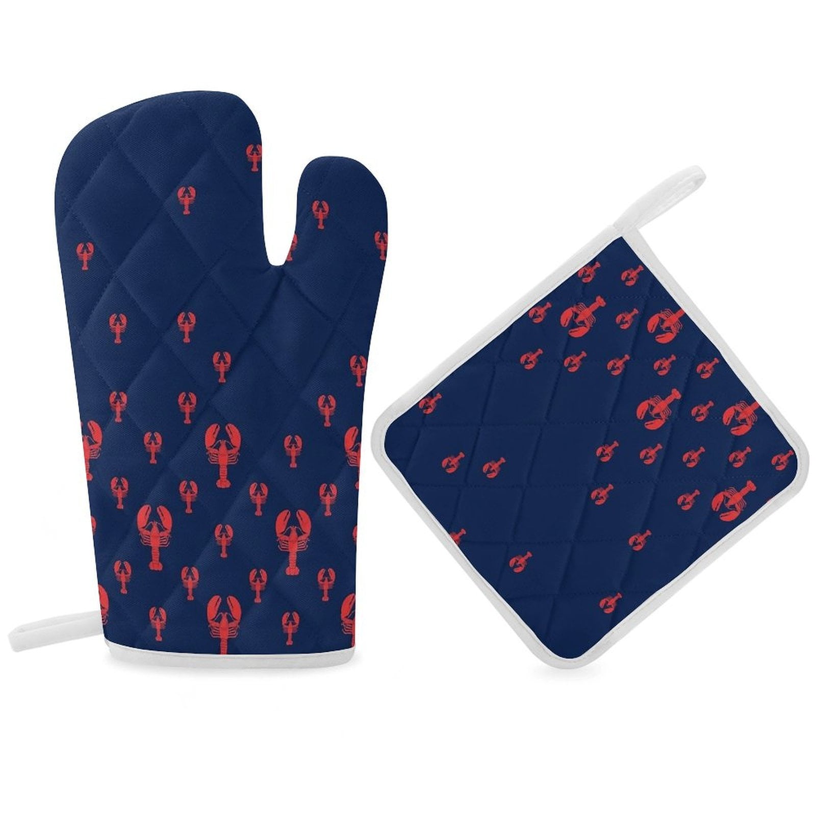 Lobster Squadron on Navy Oven Gloves And Pots Stand Set Oven Gloves And ...
