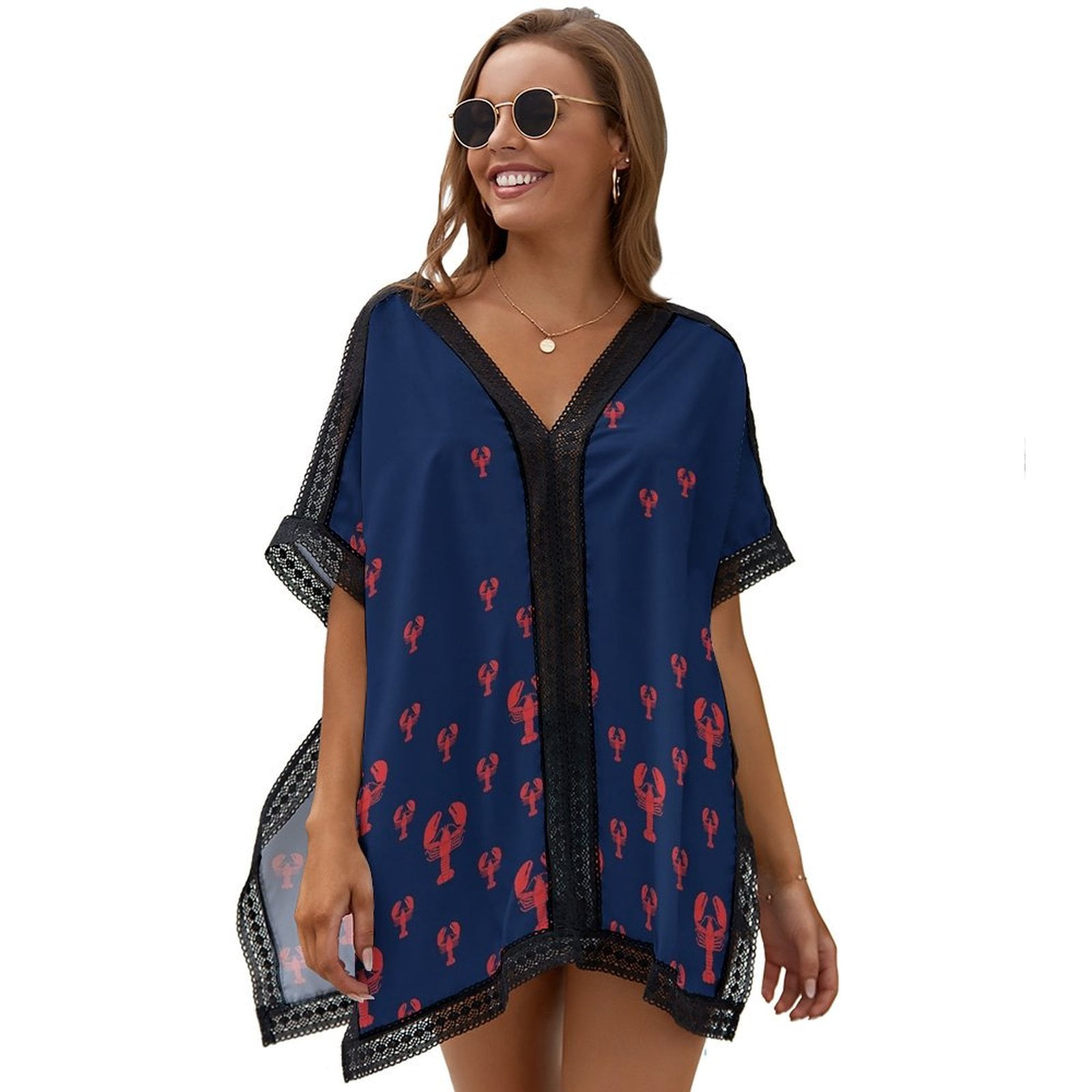 Lobster Squadron on Navy Women's Swimsuit Coverup Summer Beach Cover Up ...