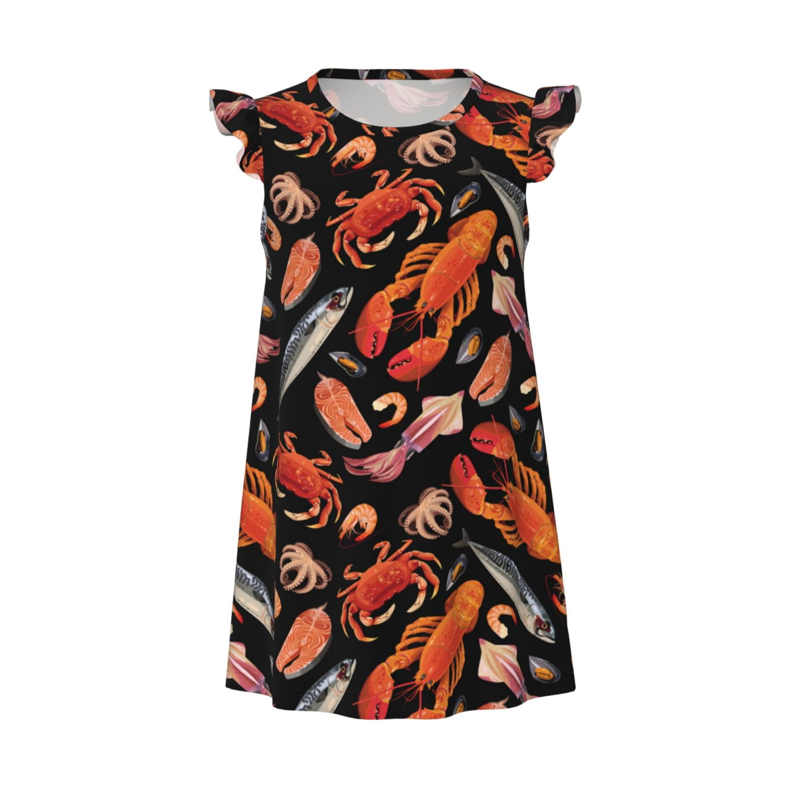 Lobster Squid Crab Girls Nightgowns, Pajamas for Girls, Soft Flutter ...