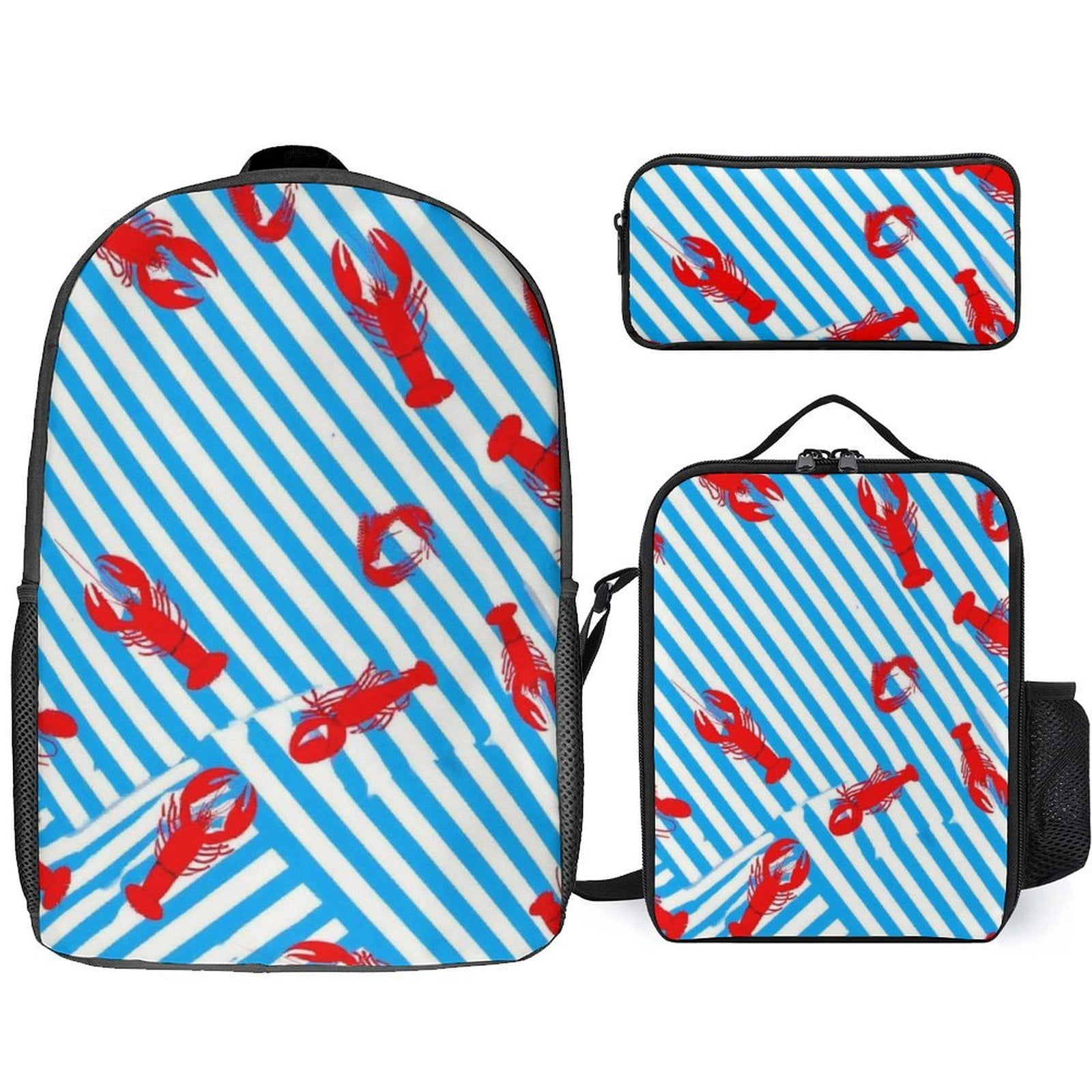 Lobster Stripe Print(1) 3D Printed 3pcs/Set Bags Laptop Daypack ...