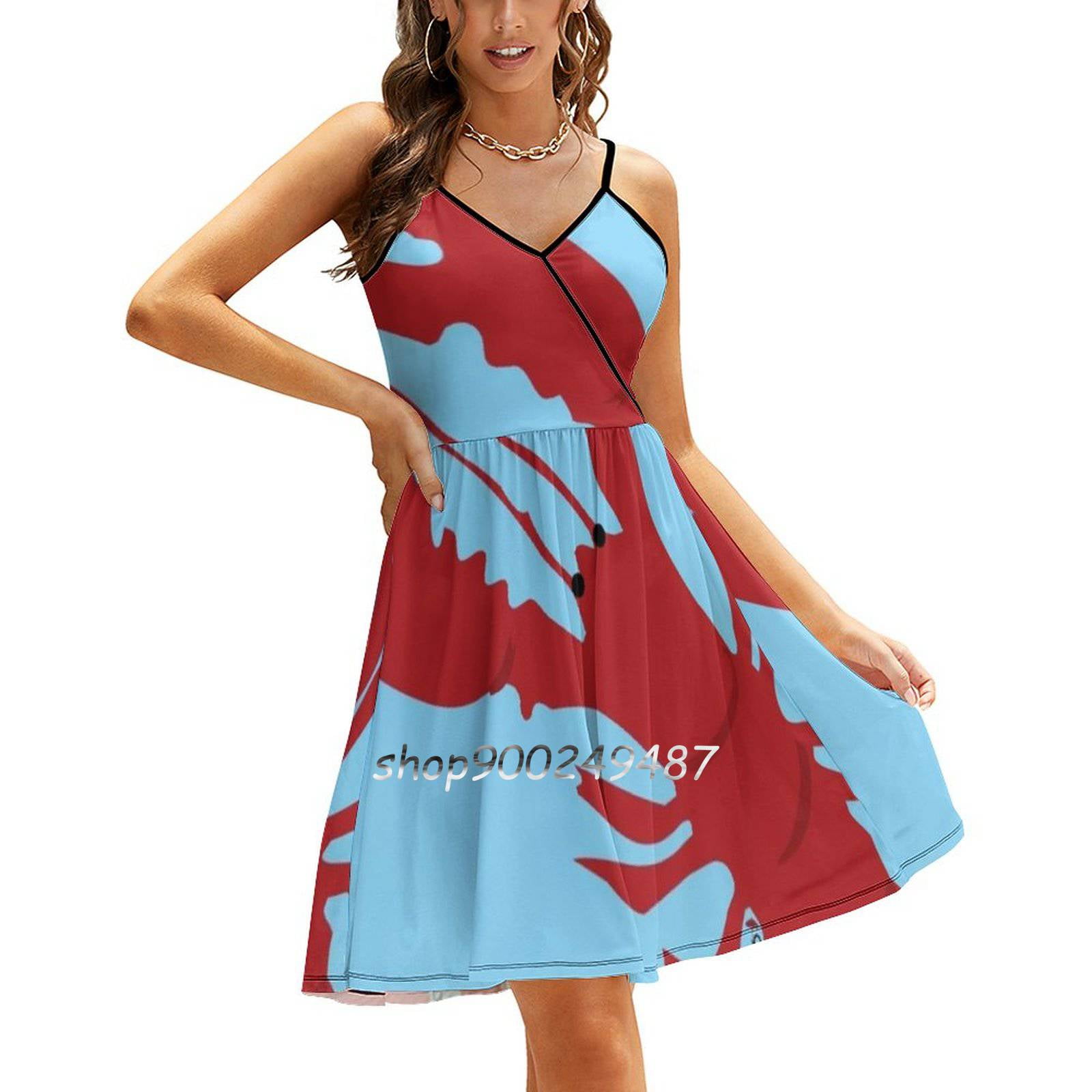 Lobster Sweet Elegant Dress Women Korean Kawaii Square Collar Dress ...