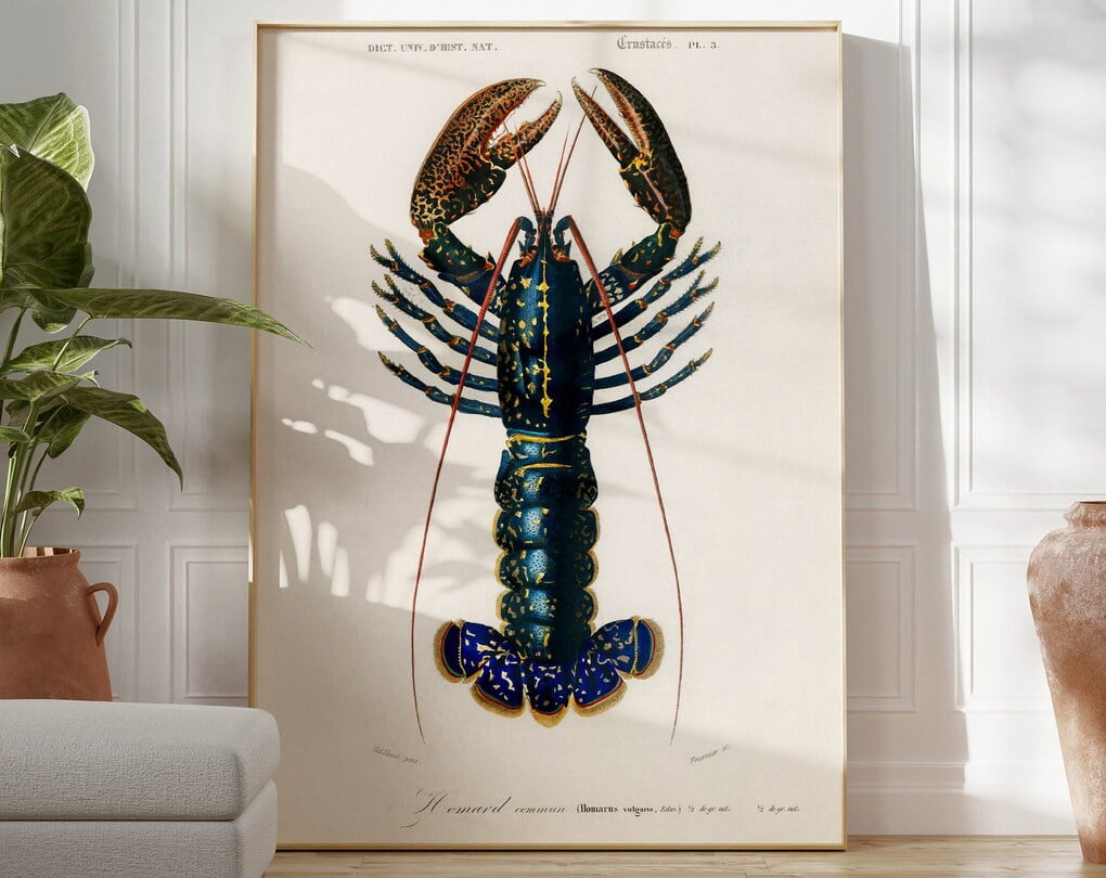 Lobster Wall Art Vintage Wall Art Dark Moody Decor Lobster Print ...