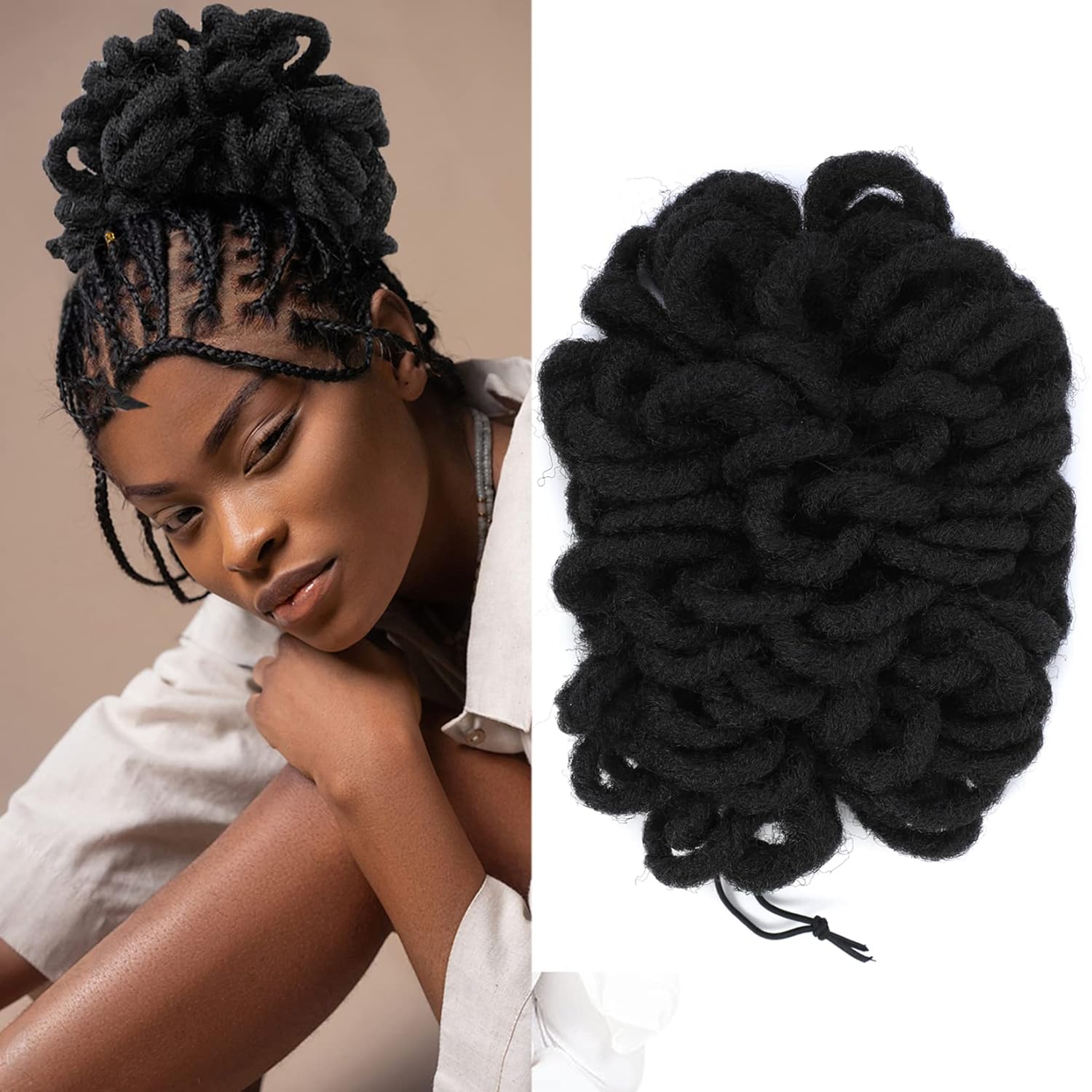 Loc Buns For Black Women 10 Inches Loc Petal Bun Afro High Puff ...