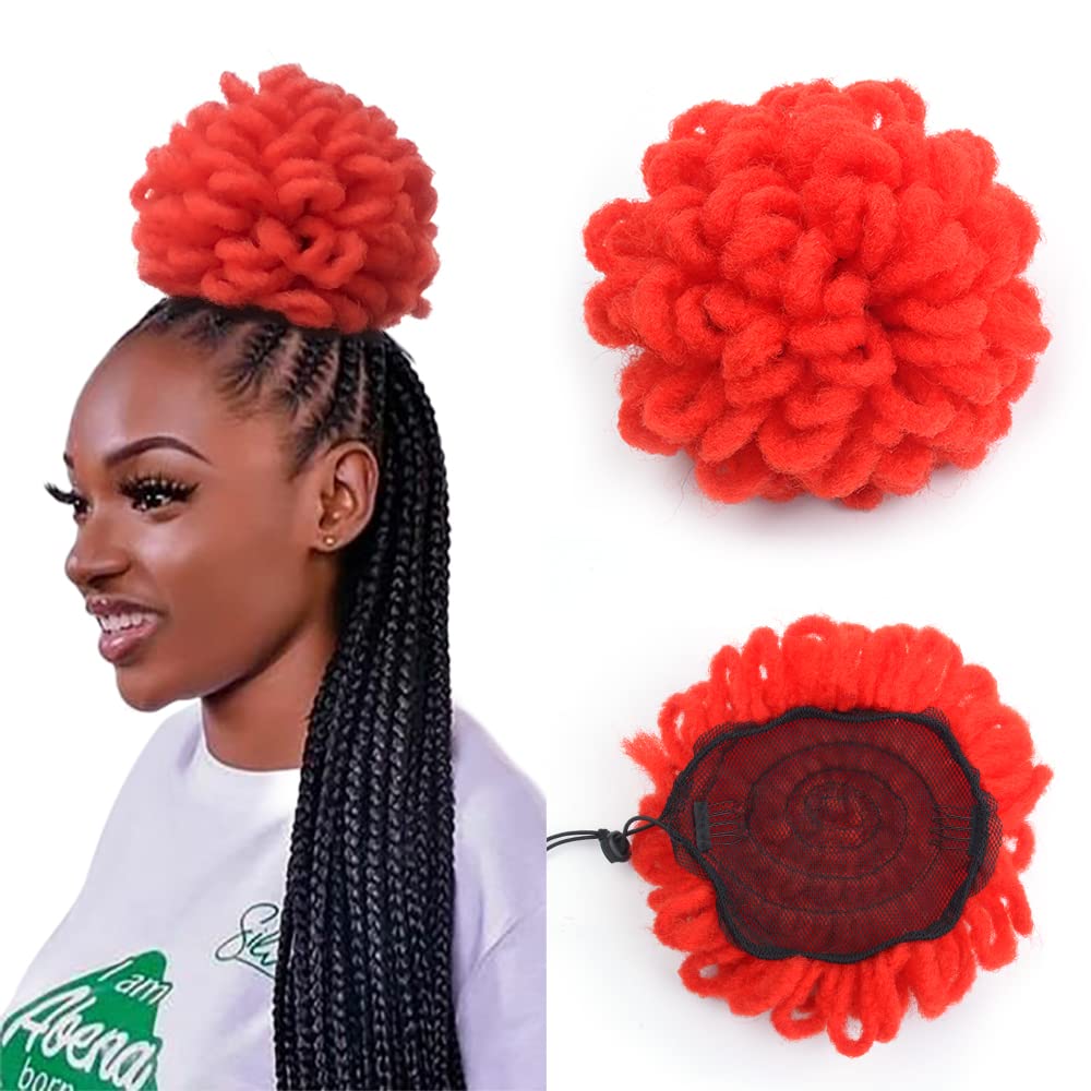 Loc Ponytail Drawstring Petal Bun Red Afro Dreadlock Buns Pony Tail ...