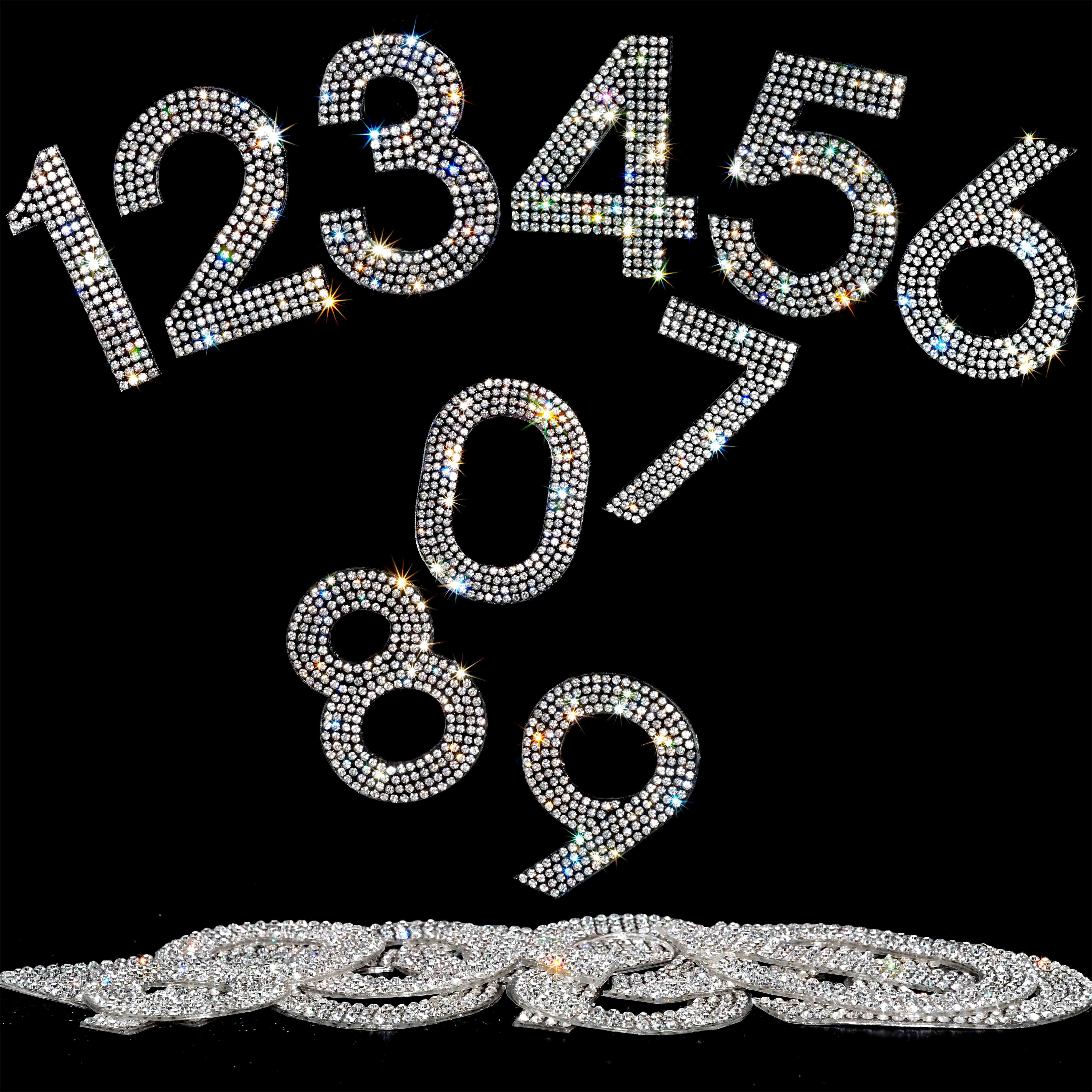 Locacrystal 80Pcs Bling Rhinestone Numbers Self-adhesive Glitter Number ...