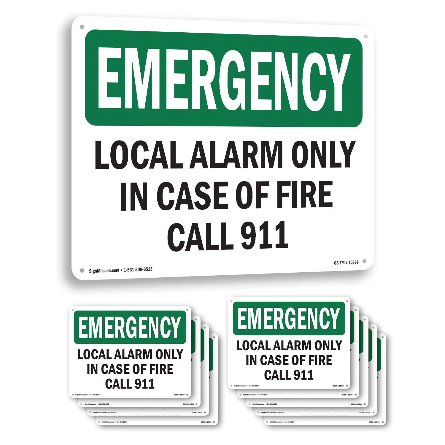 Local Alarm Only In Case Of Fire Call 911 OSHA Emergency Aluminum Sign ...