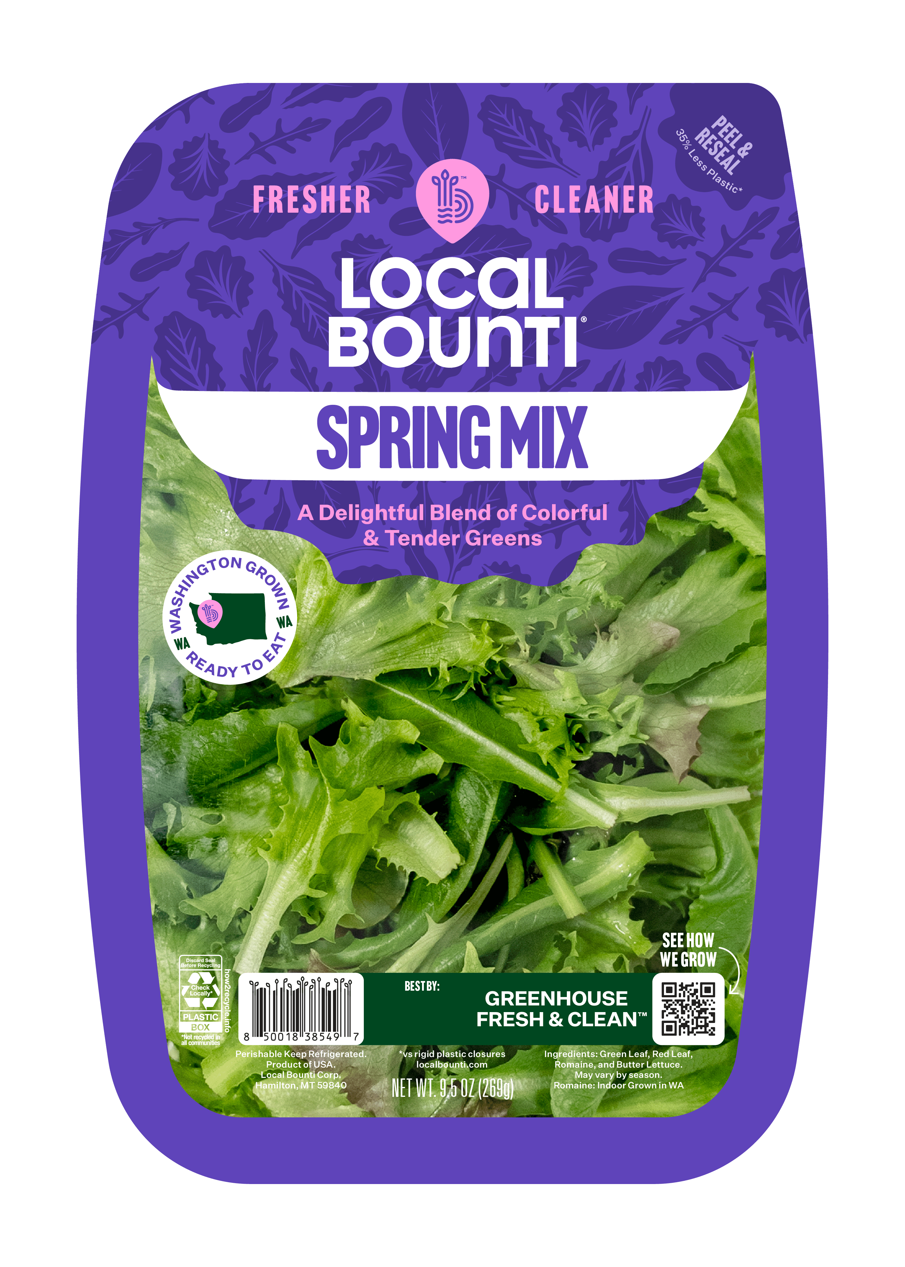 Local Bounti Spring Mix, Lettuce, Baby Leafy Greens, Packaged Salad ...