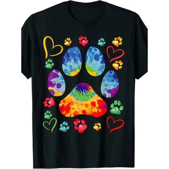 Local Cute Tie Dye Dog Paw T-shirt Size S - Walmart.com