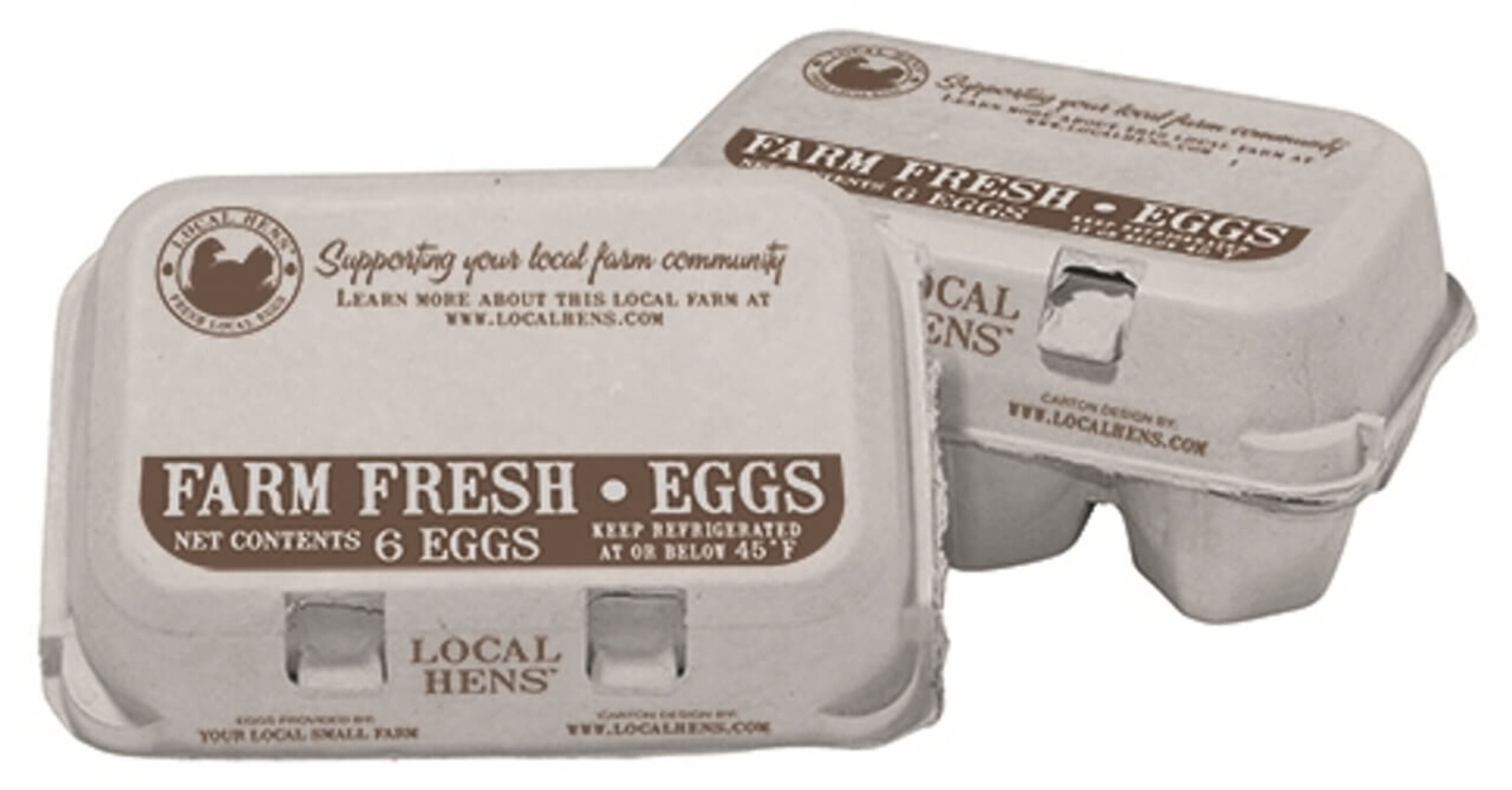 Local Hens Printed Split 6-Egg No Grade/No Size Paper-Pulp Carton with ...