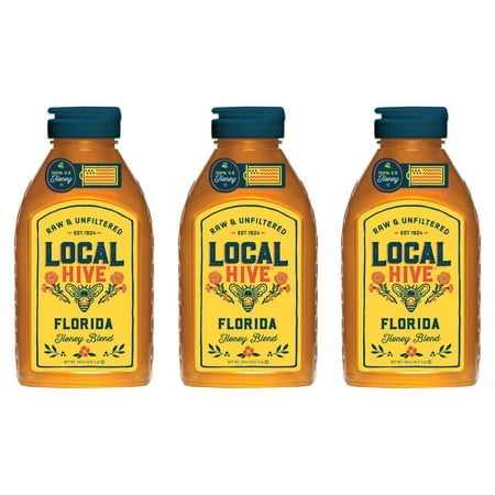 (3 pack) Local Hive, Raw & Unfiltered, 100% U.S. Florida Honey Blend ...