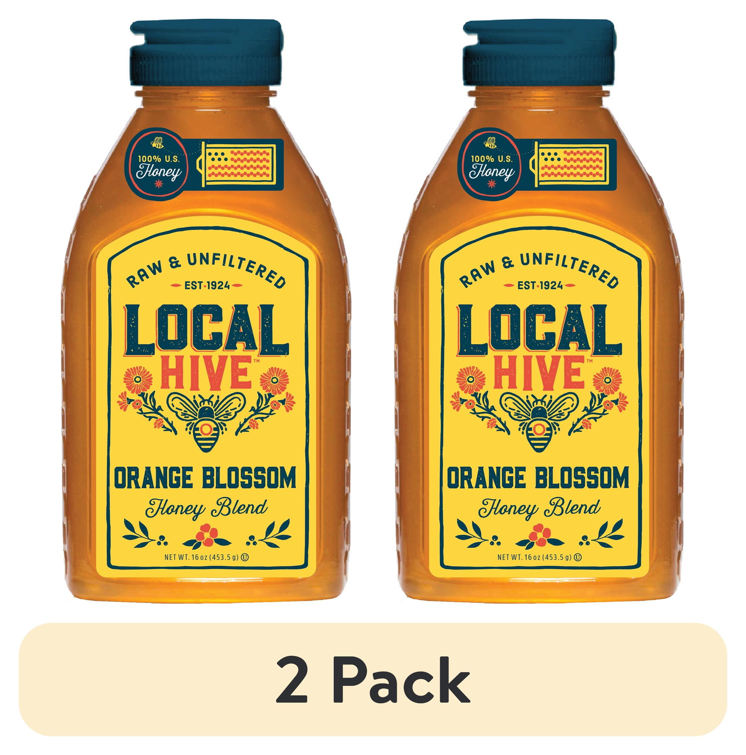 (2 pack) Local Hive, Raw & Unfiltered, 100% U.S. Orange Blossom Honey ...