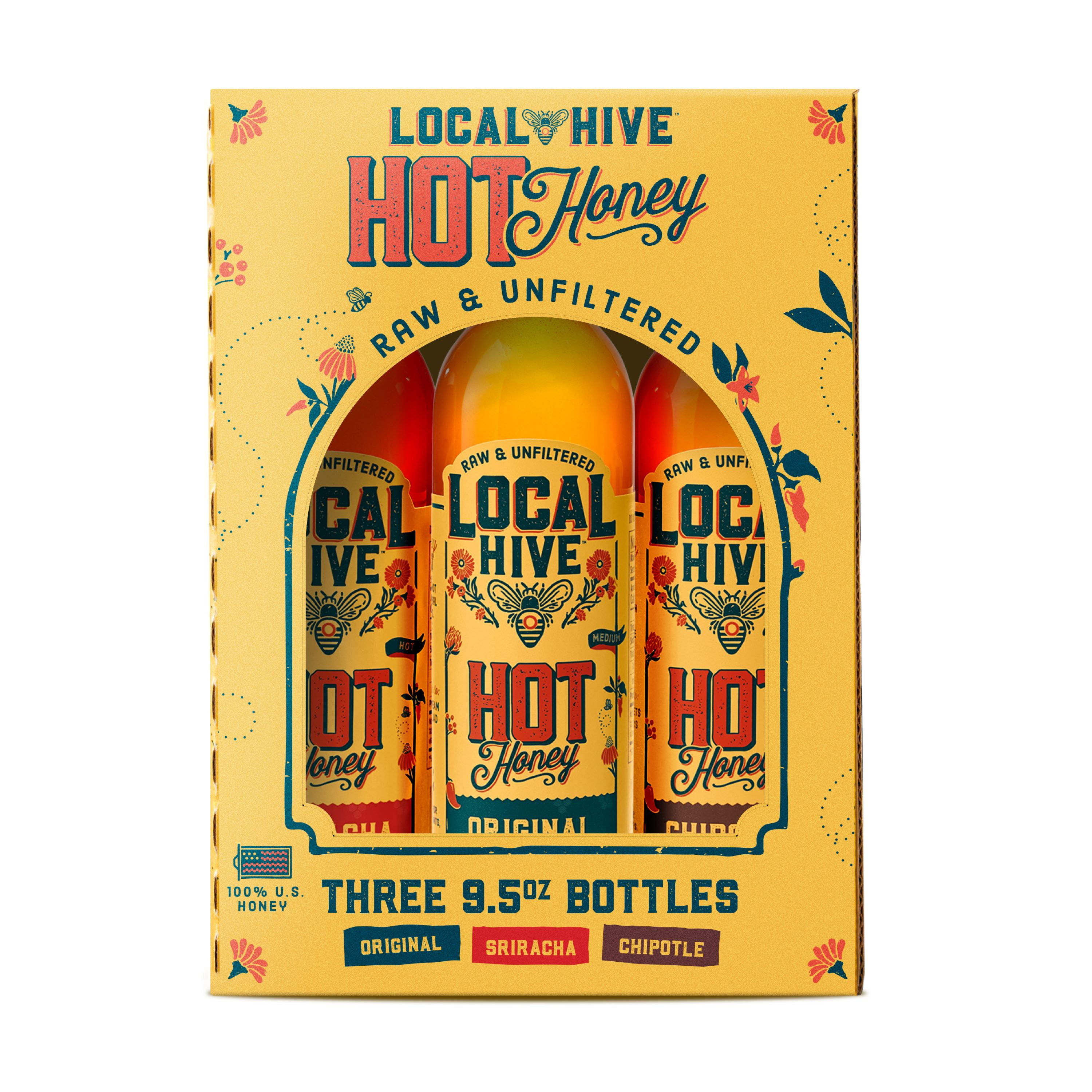 Local Hive, Raw & Unfiltered Hot Honey Gift Box, 9.5 oz Bottles, 3pk ...