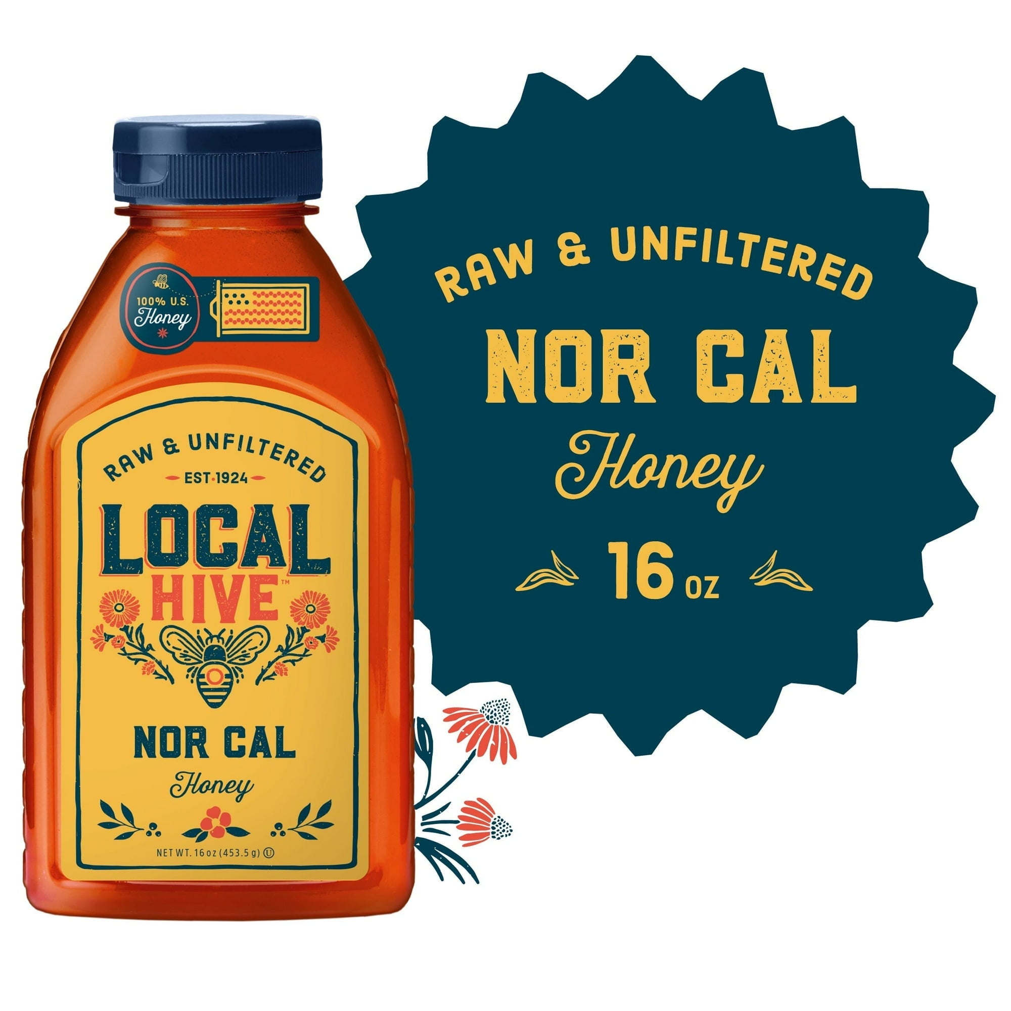 Local Hive, Raw & Unfiltered, Nor Cal Honey, 16oz Bottle - Walmart.com