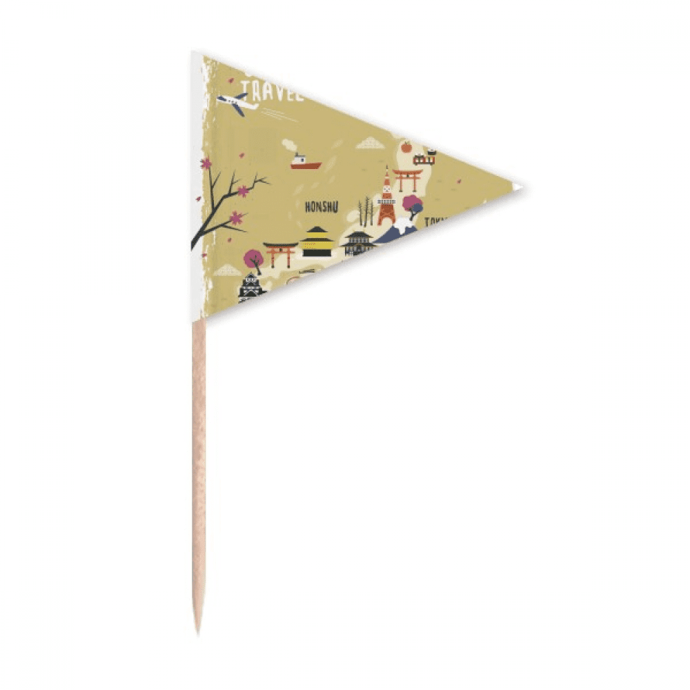 Local Japanese Travelling map Toothpick Triangle Cupcake Toppers Flag ...