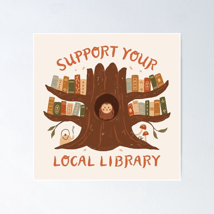 Local Library Owl Poster, UNFRAMED-8x12 - Walmart.com