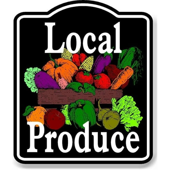 Local Produce Color Fruit Vegetables BLACK Aluminum Composite Sign, 20 ...