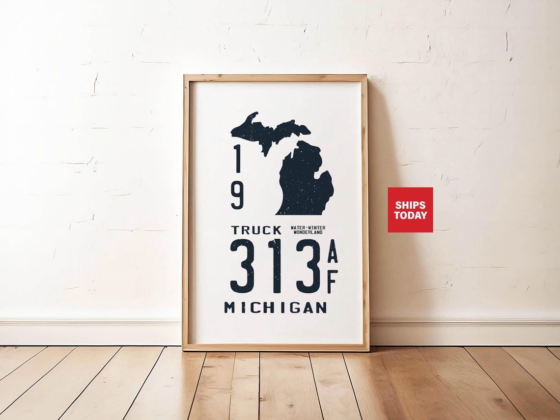 Local State Michigan Print Michigan Art Wall Decor Retro Travel ...