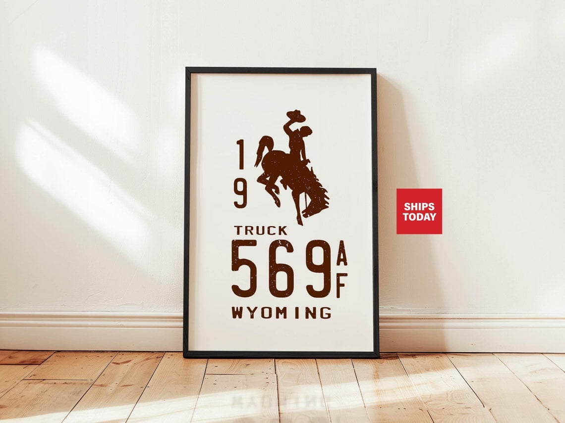 Local State Wyoming Print Wyoming Art Wall Decor Retro Travel Wyoming ...