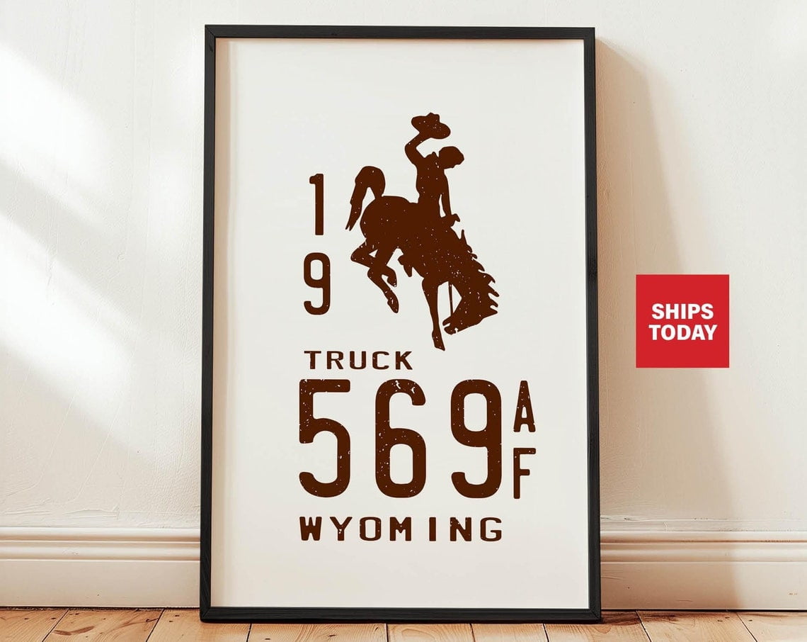 Local State Wyoming Print Wyoming Art Wall Decor Retro Travel Wyoming ...