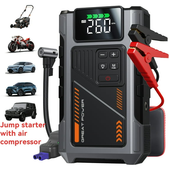 Local Warehouse 4000A 12V Portable Car Jump Starter with Air Compressor ...