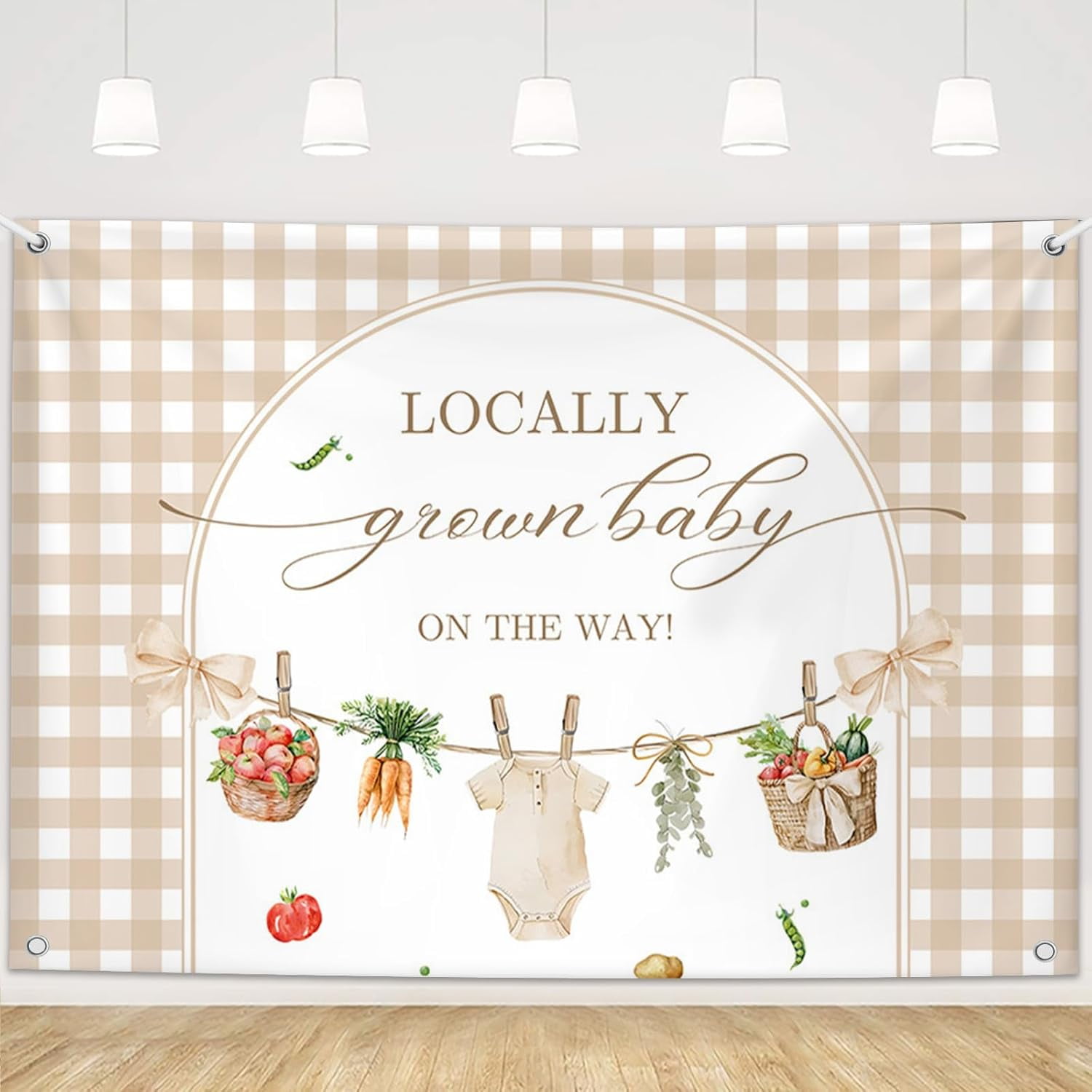 Locally Grown Baby Shower Backdrop for Boys Girls Farmer's Market Baby ...