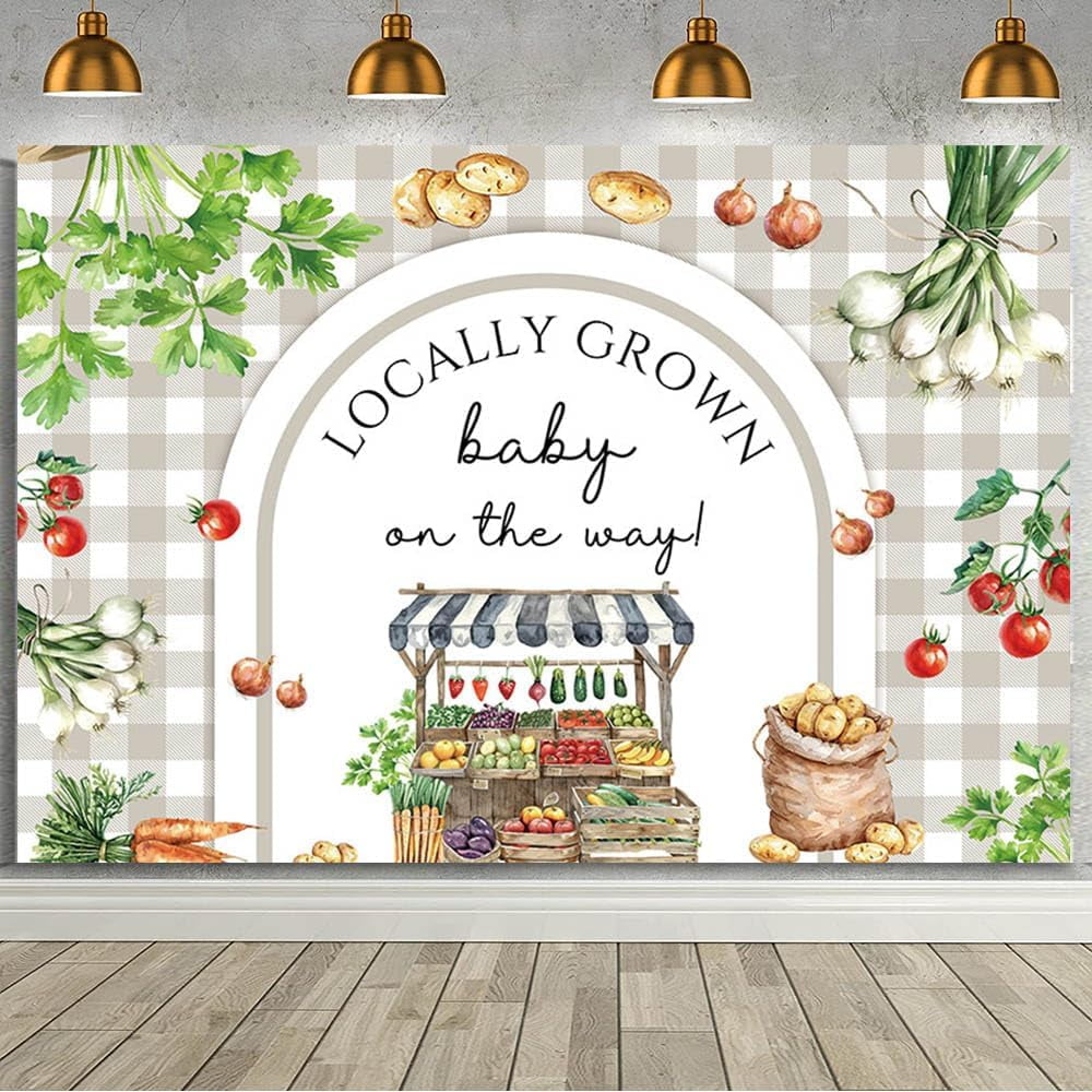 Locally Grown Baby Shower Backdrop Farmers Market Theme Decorations ...