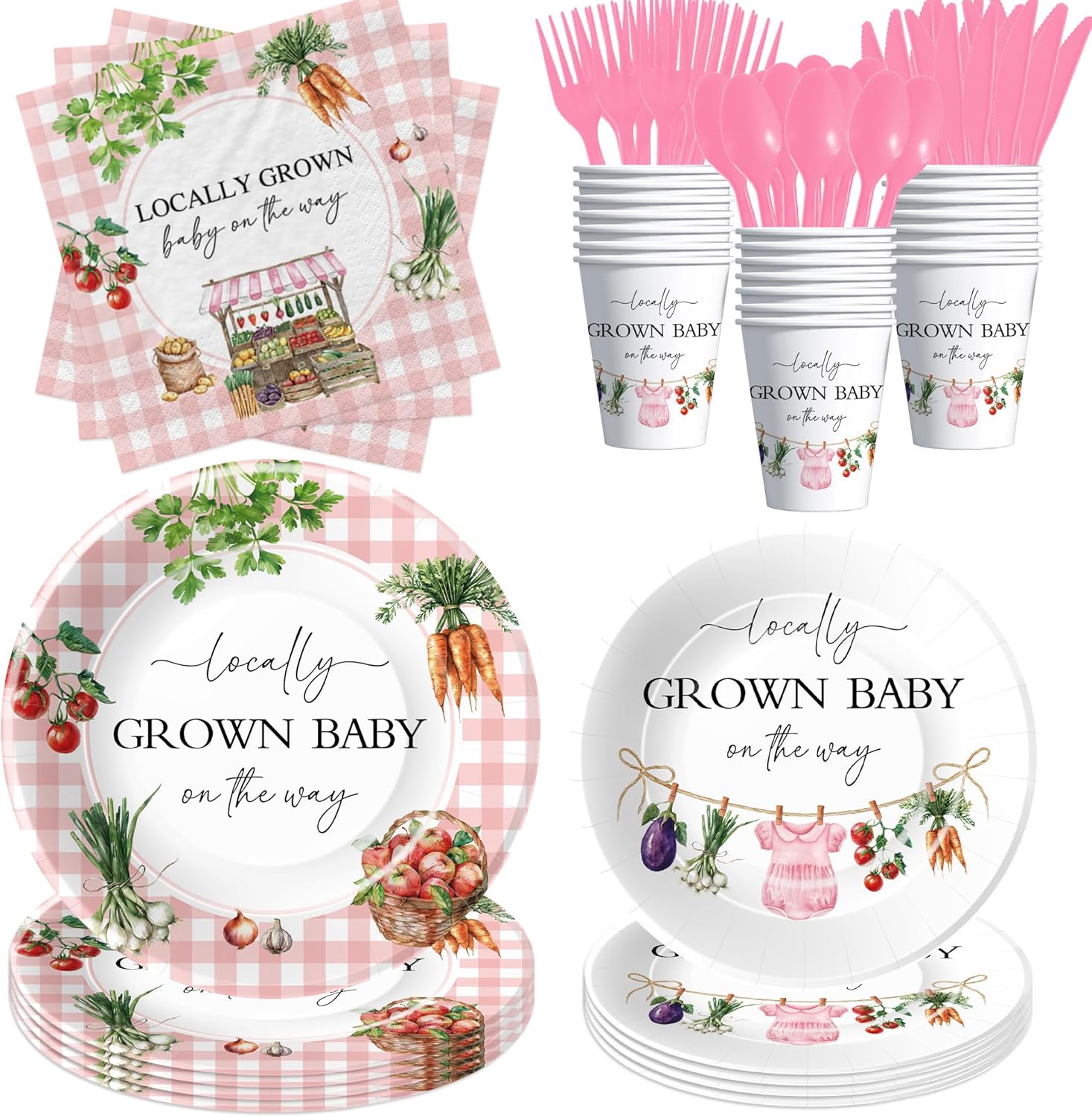 Locally Grown Baby Shower Decorations Girl, Pink Farmer Market ...