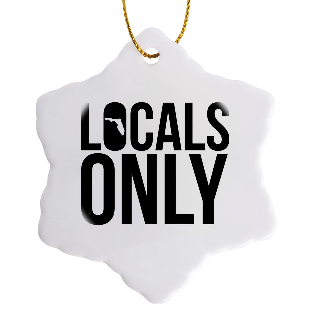 3drose, Locals Only Florida, 3 inch Snowflake Porcelain Ornament ...