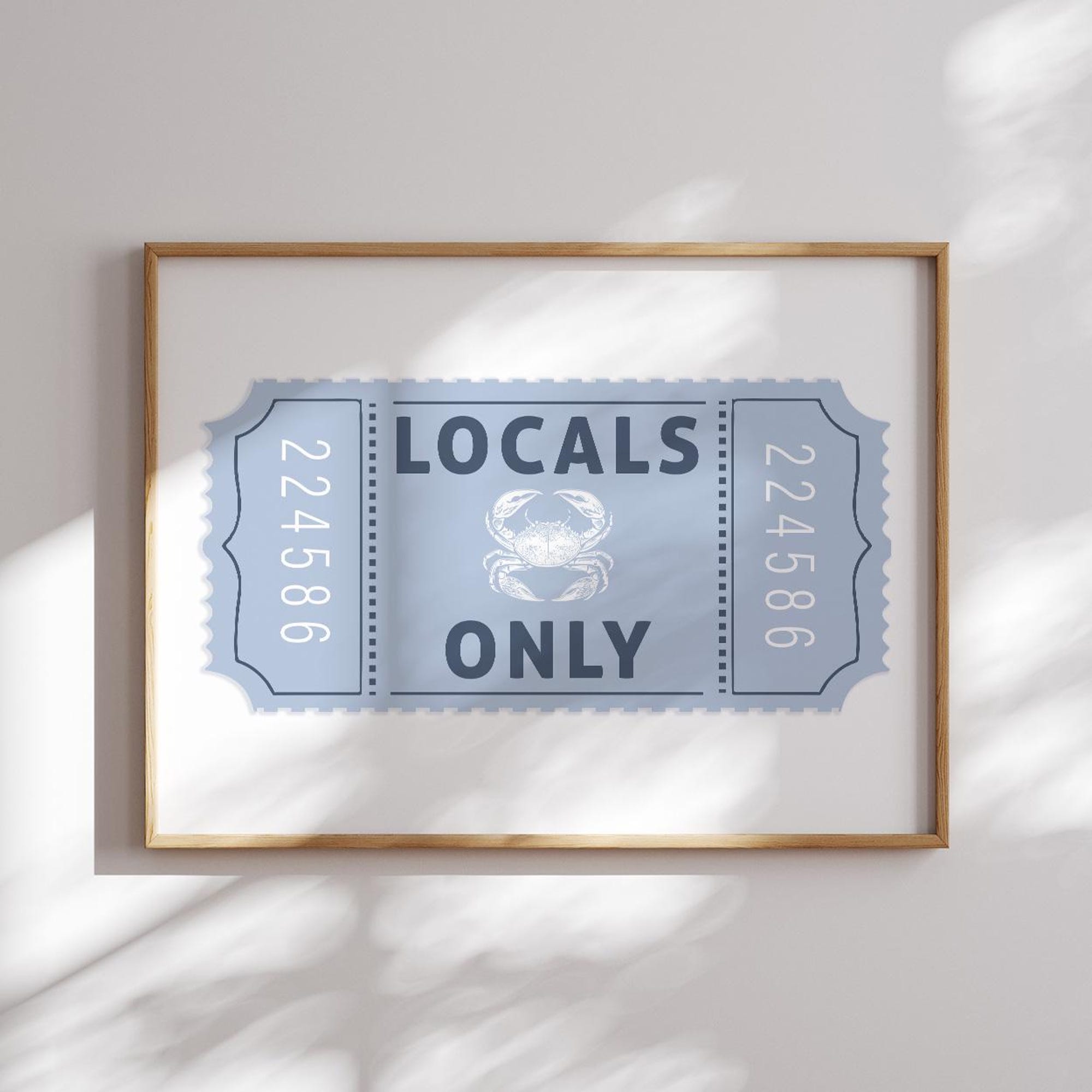 Locals Only Wall Art East Coast Print Tickets Poster Coastal Beachy ...