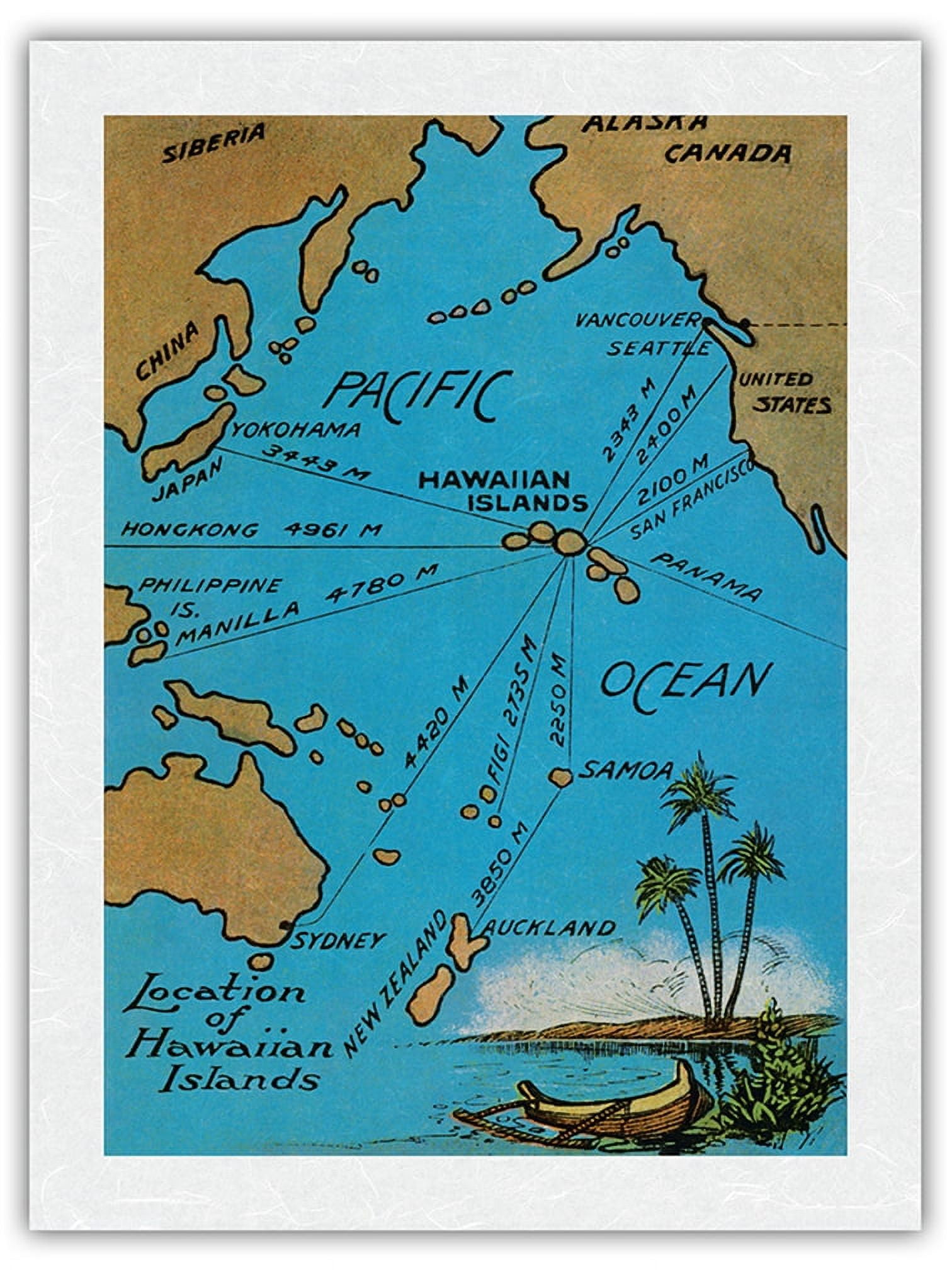 Location of the Hawaiian Islands Map - Island Curio Co. of Honolulu ...